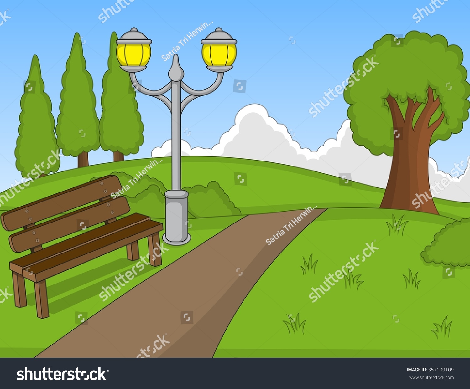 Park Cartoon Vector Illustration: vector de stock (libre de regalías ...