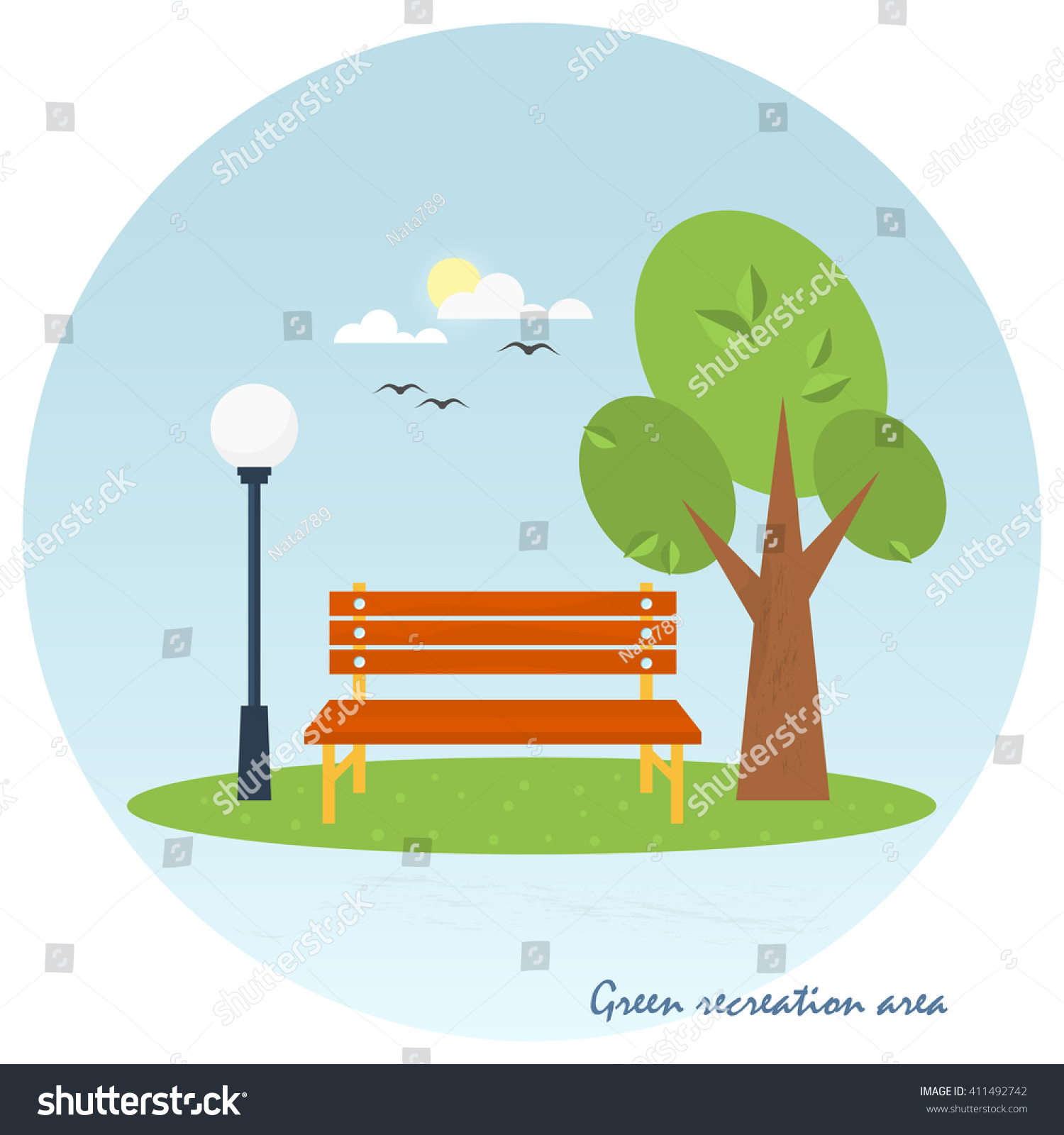 Park Design Vector Flat Illustration Stock Vector (Royalty Free ...