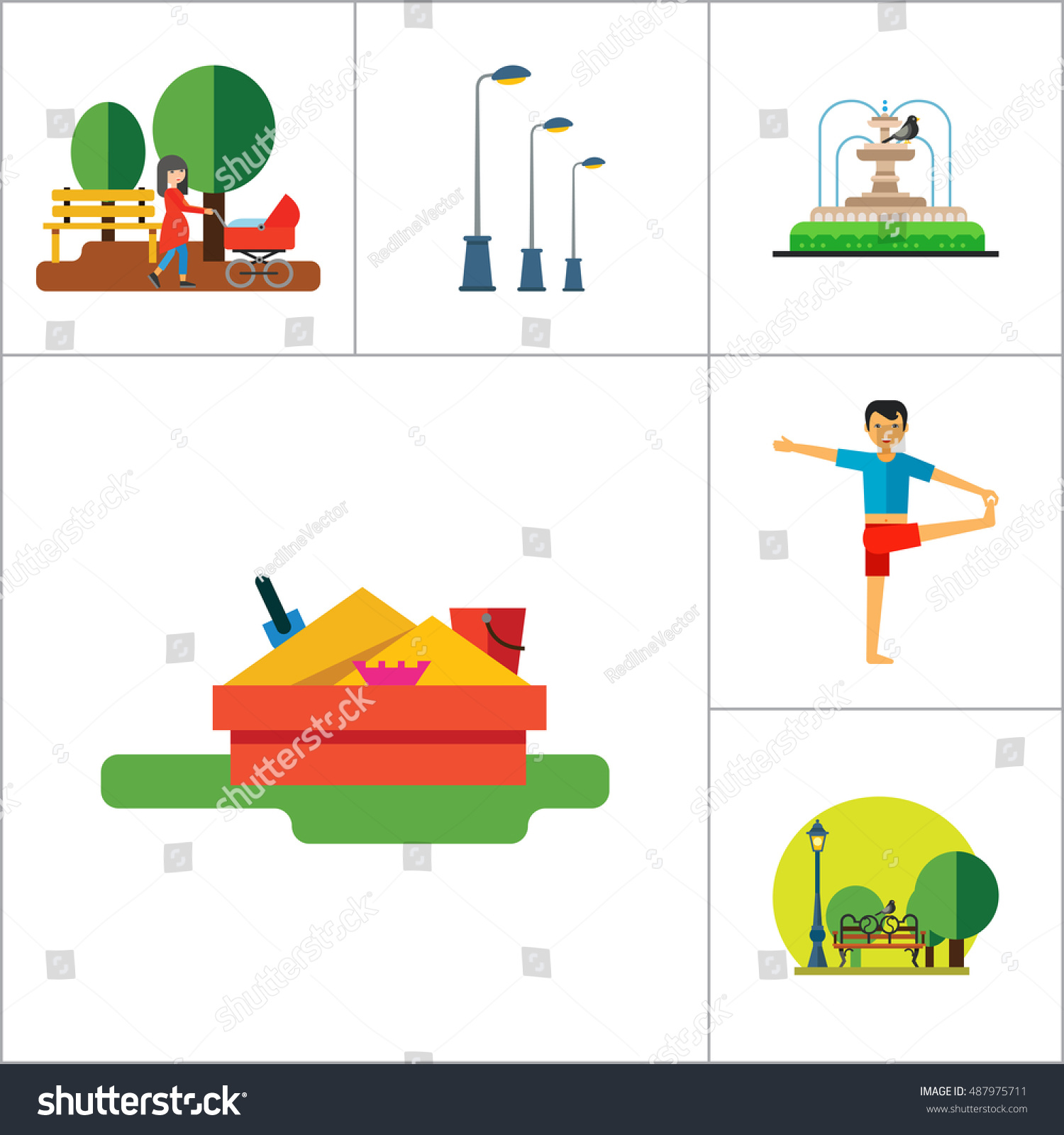 Park Icon Set Stockvector 487975711 - Shutterstock