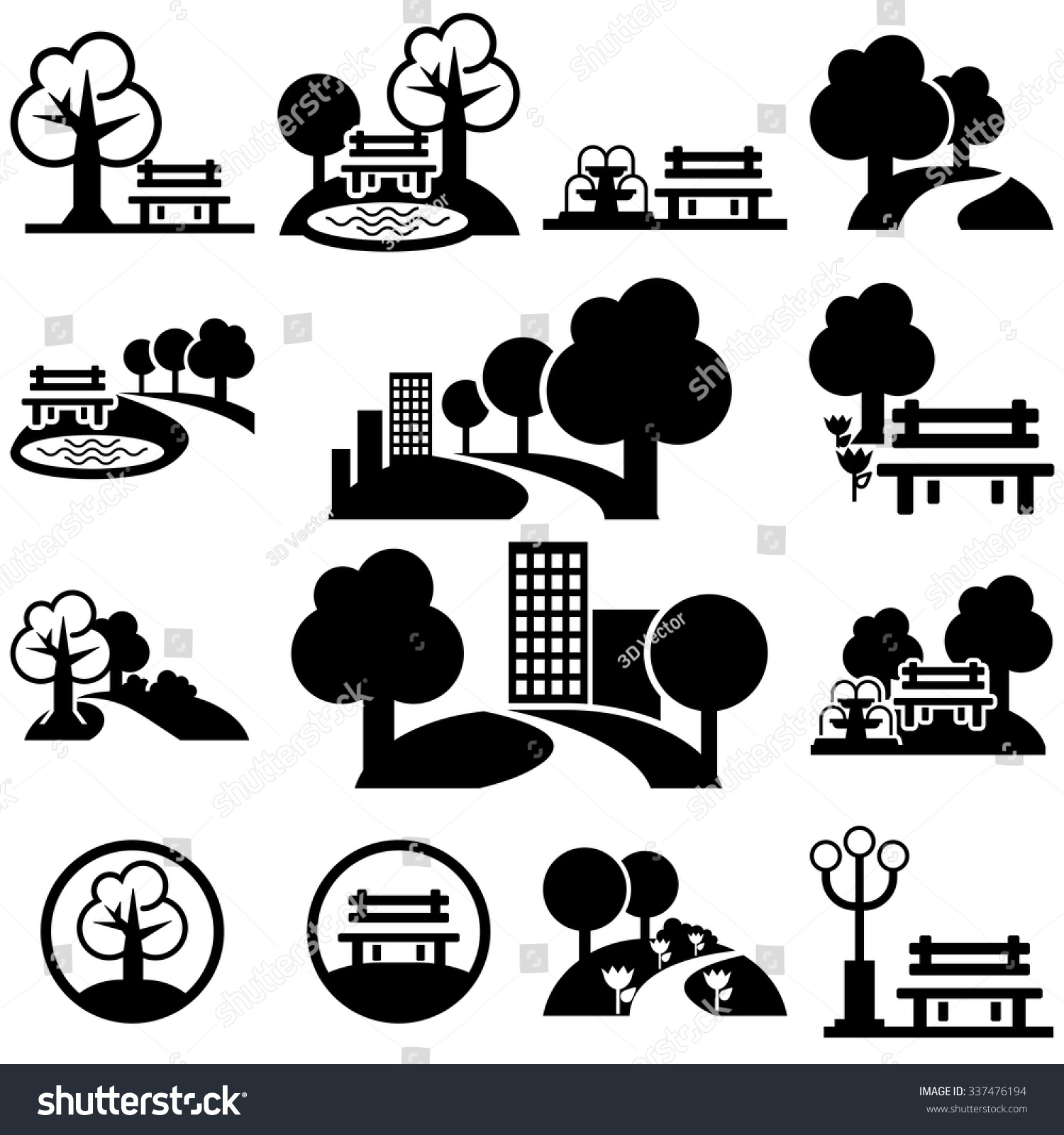 Park Vector Icons Set On Gray Stock Vector (Royalty Free) 337476194 ...