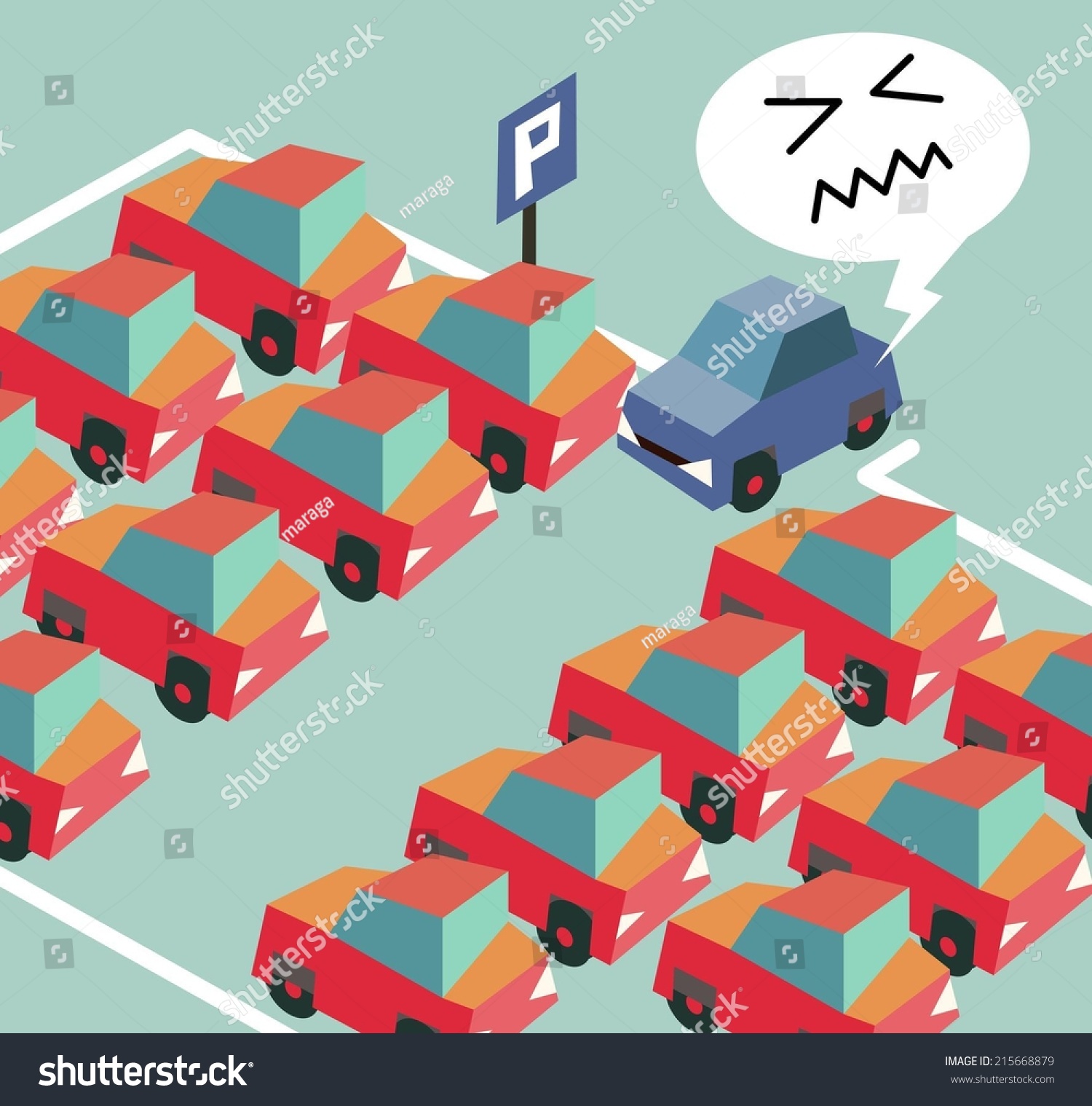 Parking Crisis Common Problem Flat Vector Stock Vector (Royalty Free ...