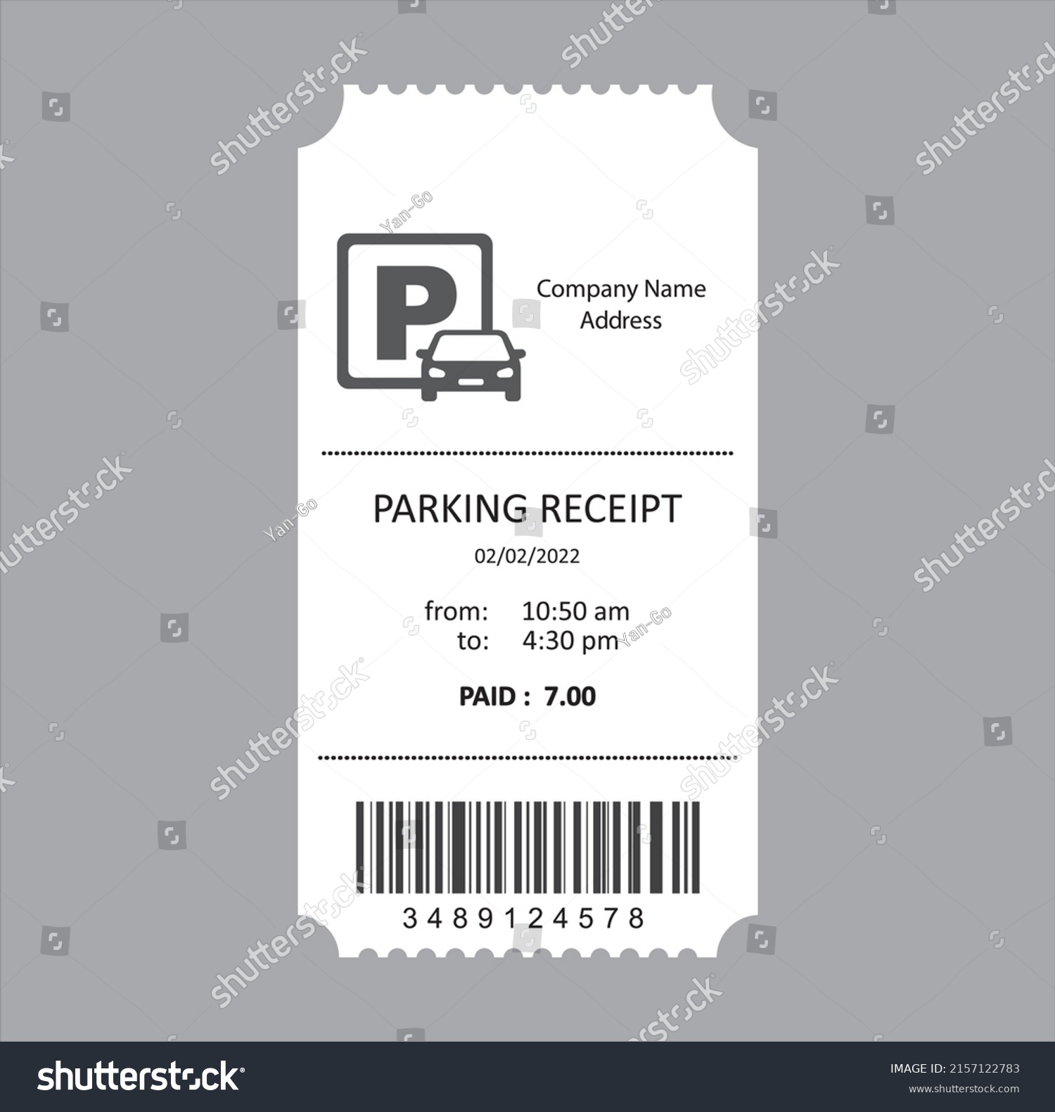 Parking Receipt Template Icon Vector Sticker Stock Vector (Royalty Free ...