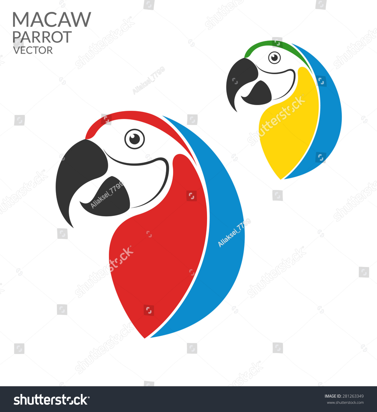 Parrot Macaw Logo Isolated Parrots On: Vector có sẵn (miễn phí bản ...