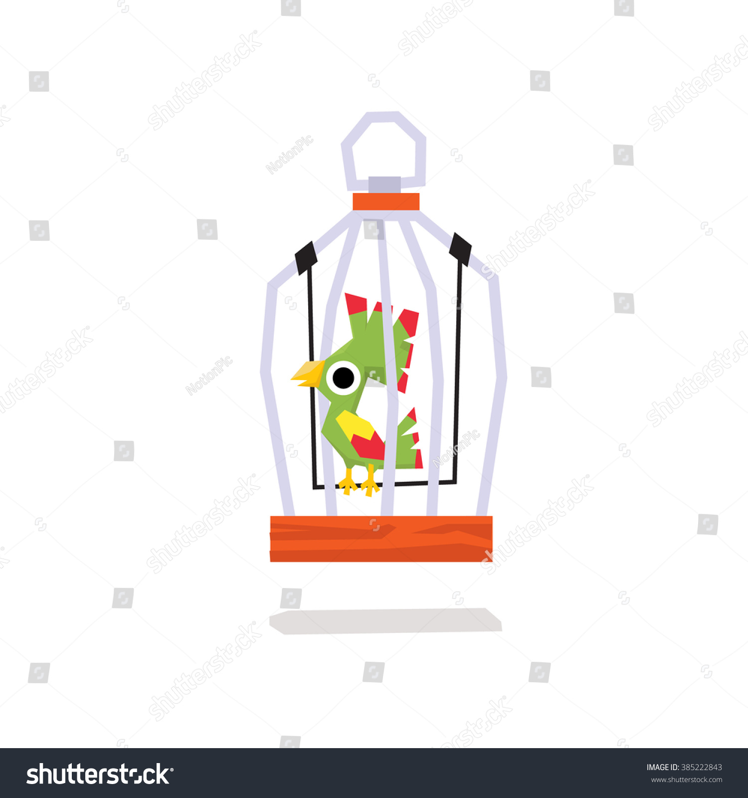 Parrots Cage Flat Vector Illustration Stock Vector (Royalty Free ...