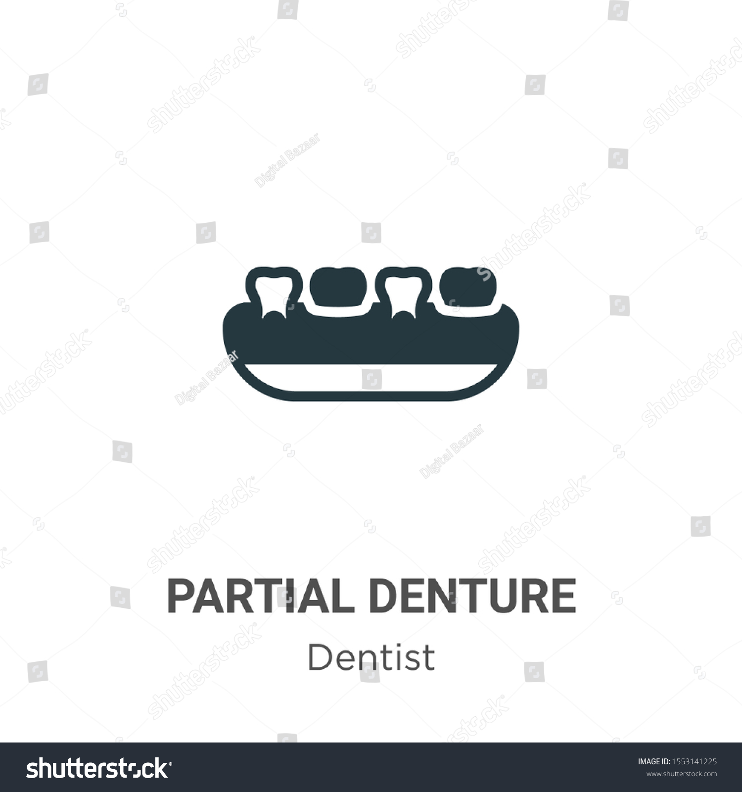 Partial Denture Vector Icon On White Stock Vector (Royalty Free) 1553141225