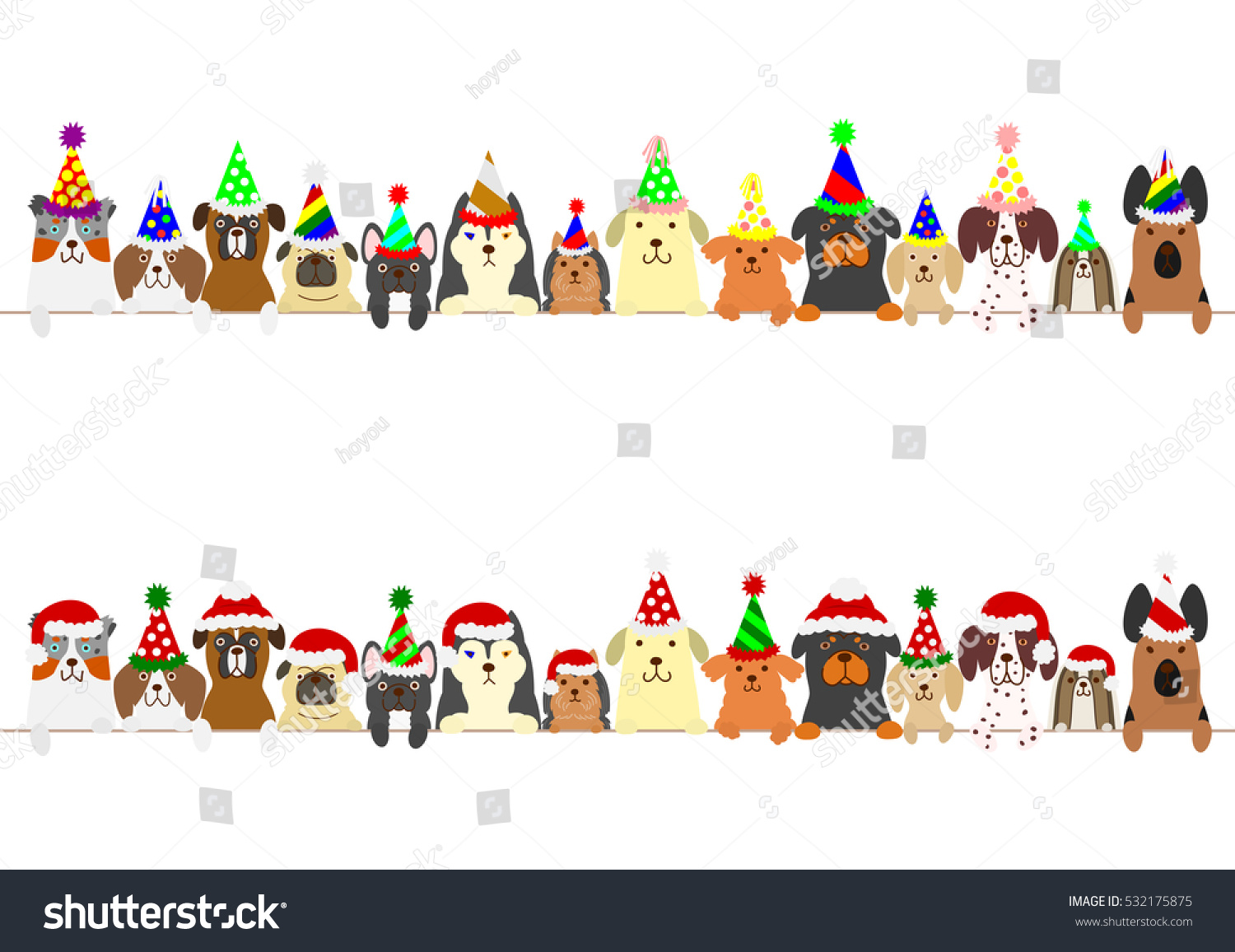 Party Dogs Border Set Stock Vector (Royalty Free) 532175875