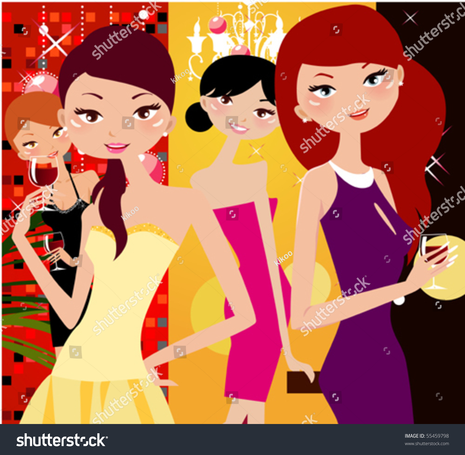 Party Girls Stock Vector (Royalty Free) 55459798 | Shutterstock