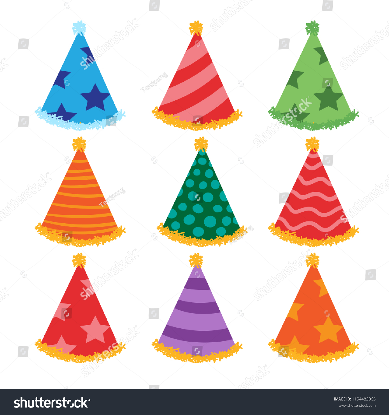 Party Hat Vector Collection Design: เวกเตอร์สต็อก (ปลอดค่าลิขสิทธิ์ ...