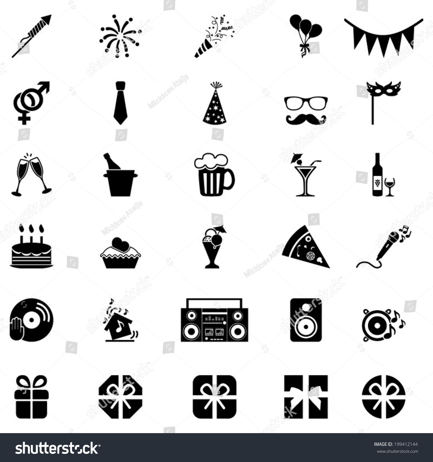 Party Icons Set Stock Vector Illustration 199412144 : Shutterstock