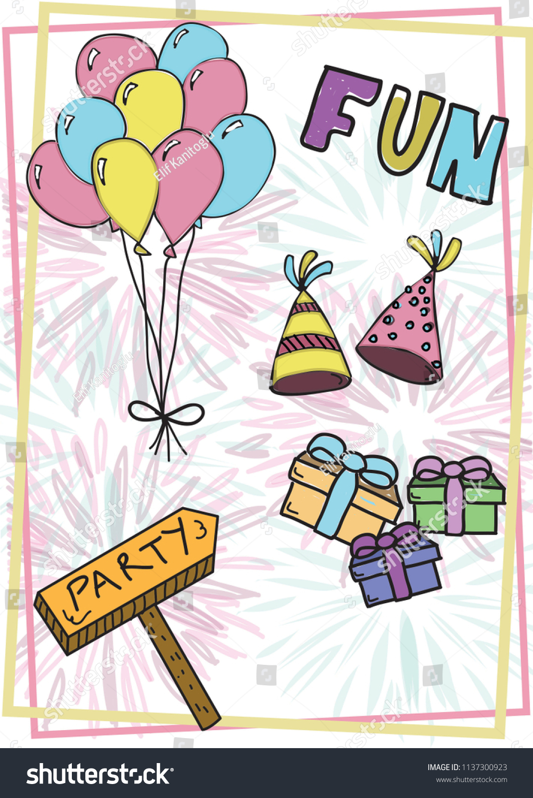 Party Items Vector Drawn Stock Vector (Royalty Free) 1137300923