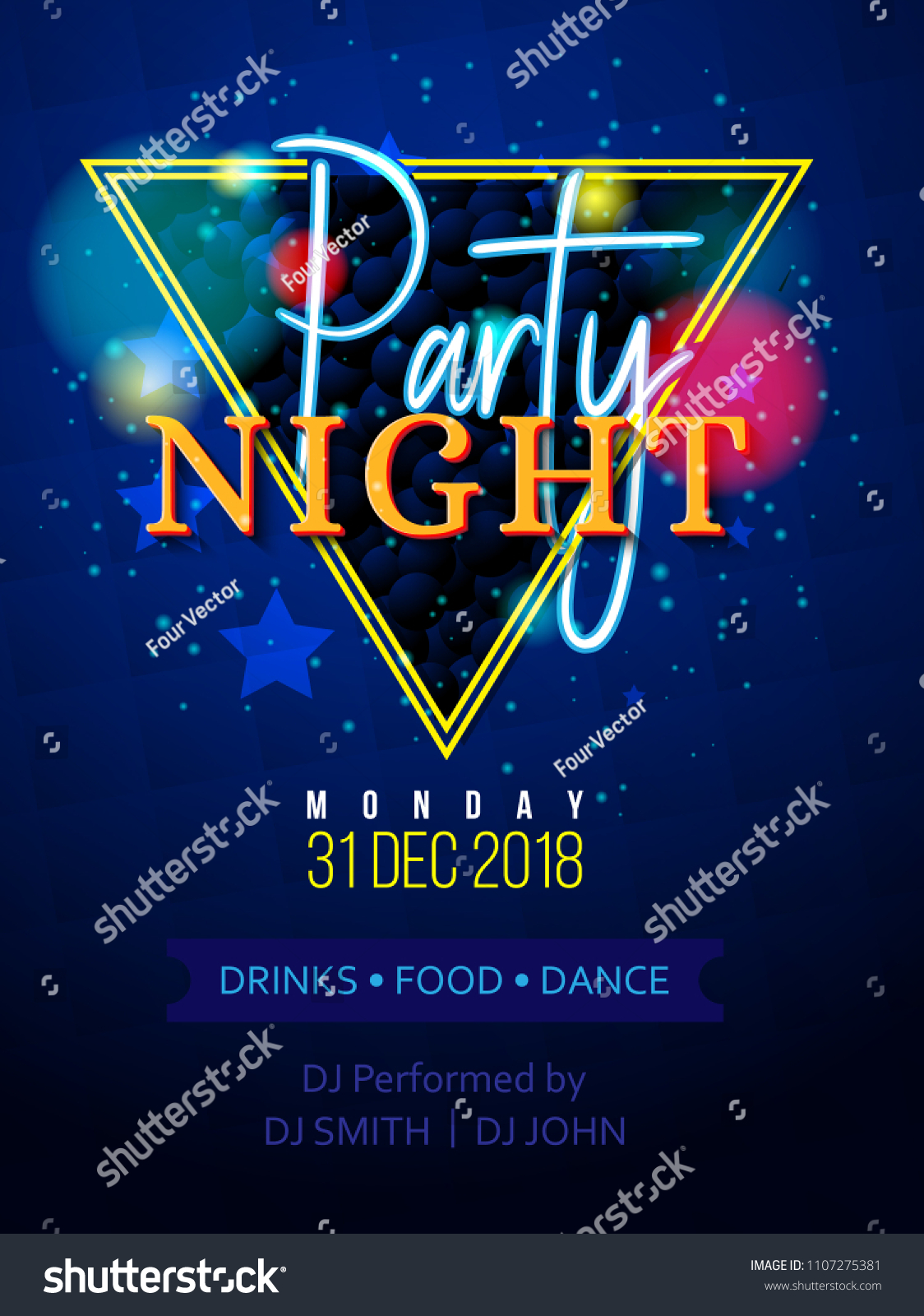 Party Night Invitation Vector Background Stock Vector (Royalty Free ...