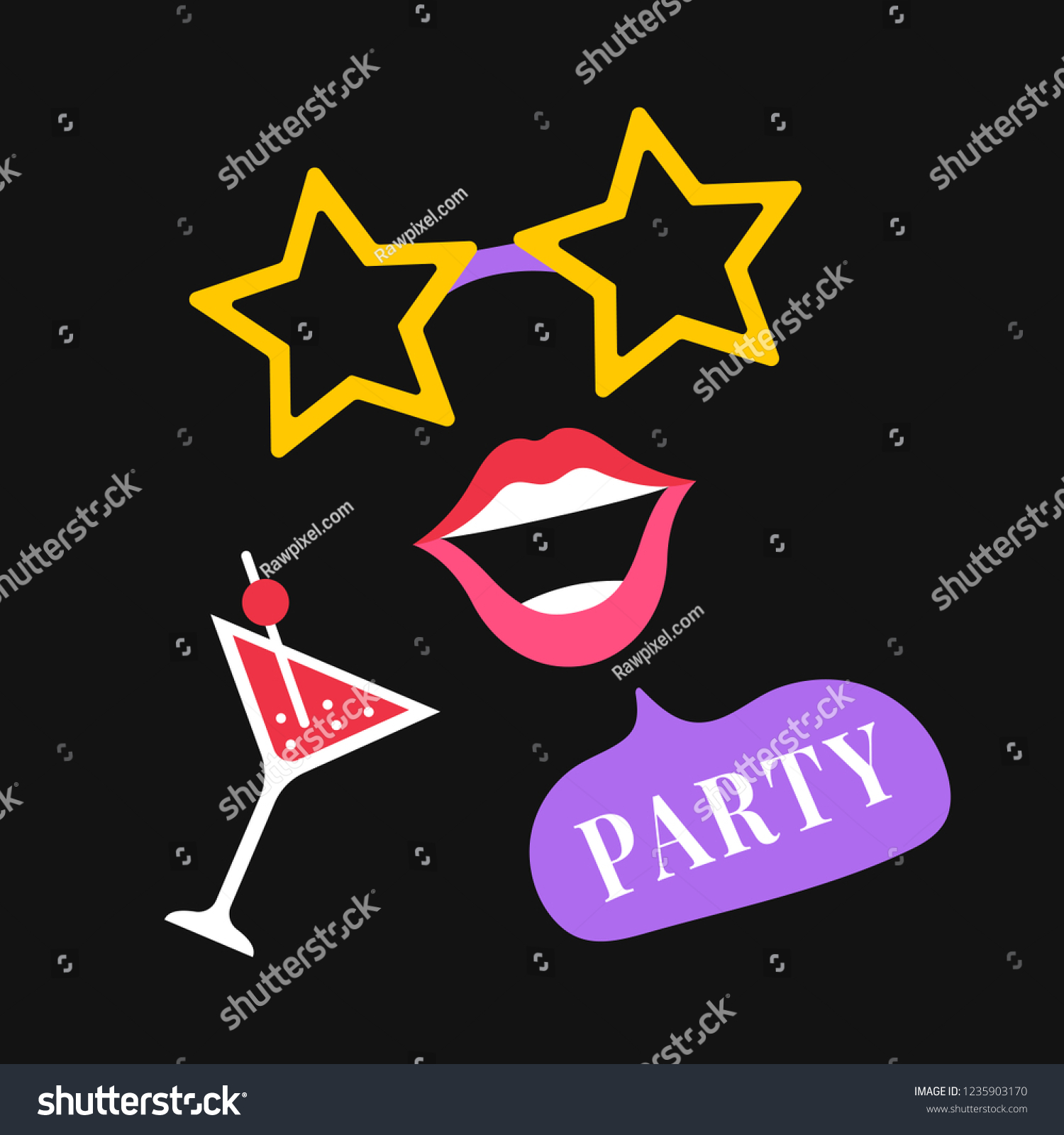 Party Photo Booth Props Vector Stock Vector (Royalty Free) 1235903170