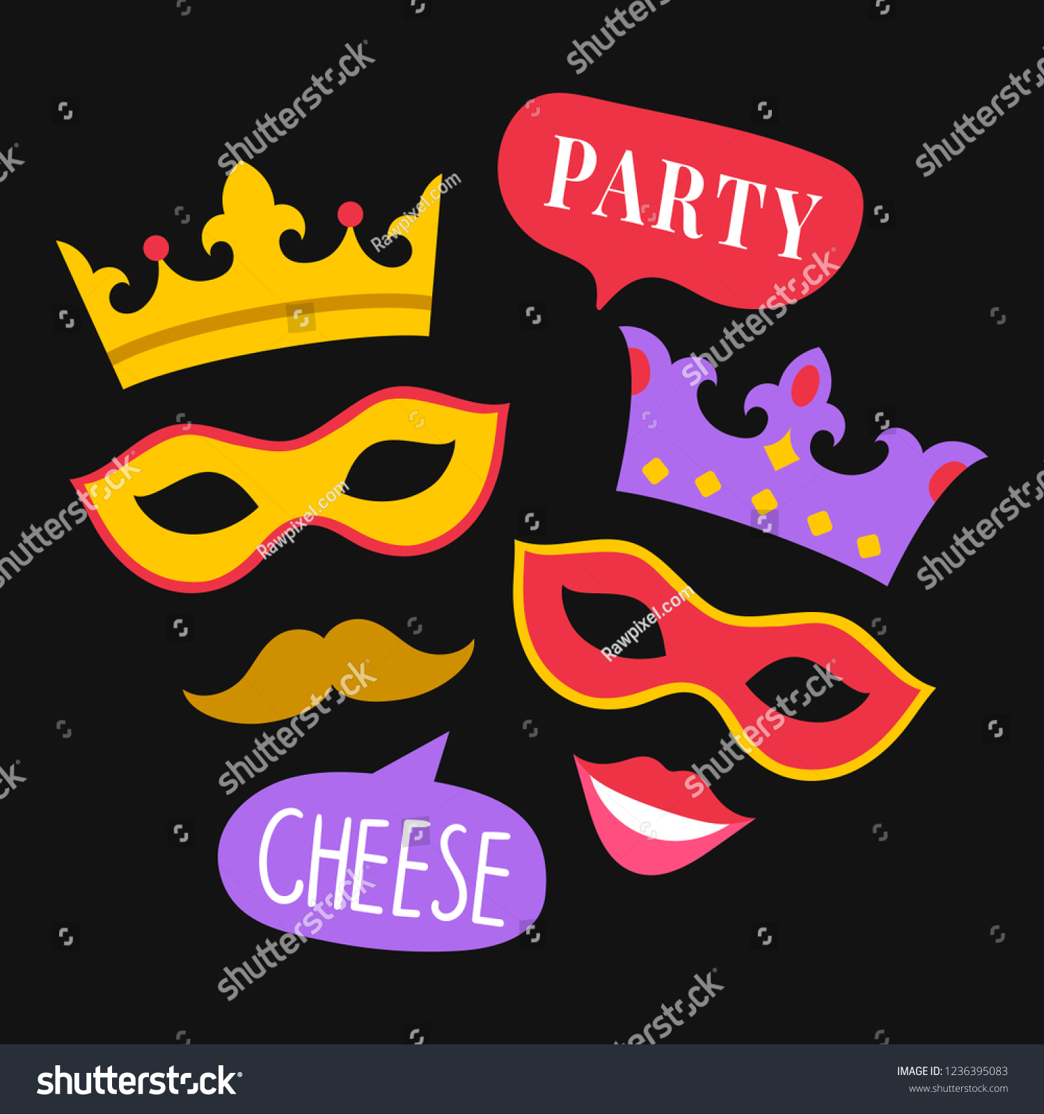 Party Photo Booth Props Vector Stock Vector (Royalty Free) 1236395083 ...
