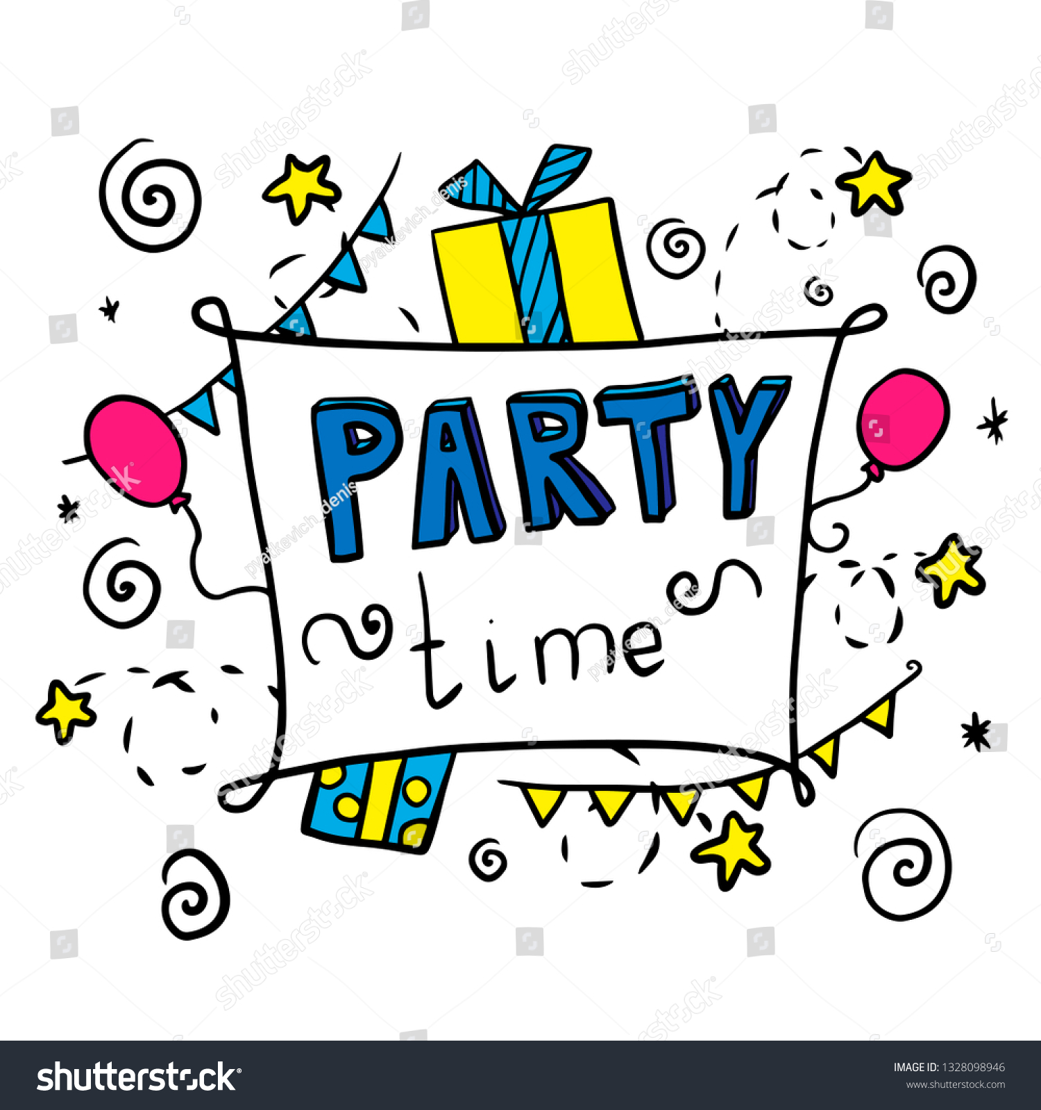 Party Time Doodle Stock Vector (Royalty Free) 1328098946 | Shutterstock