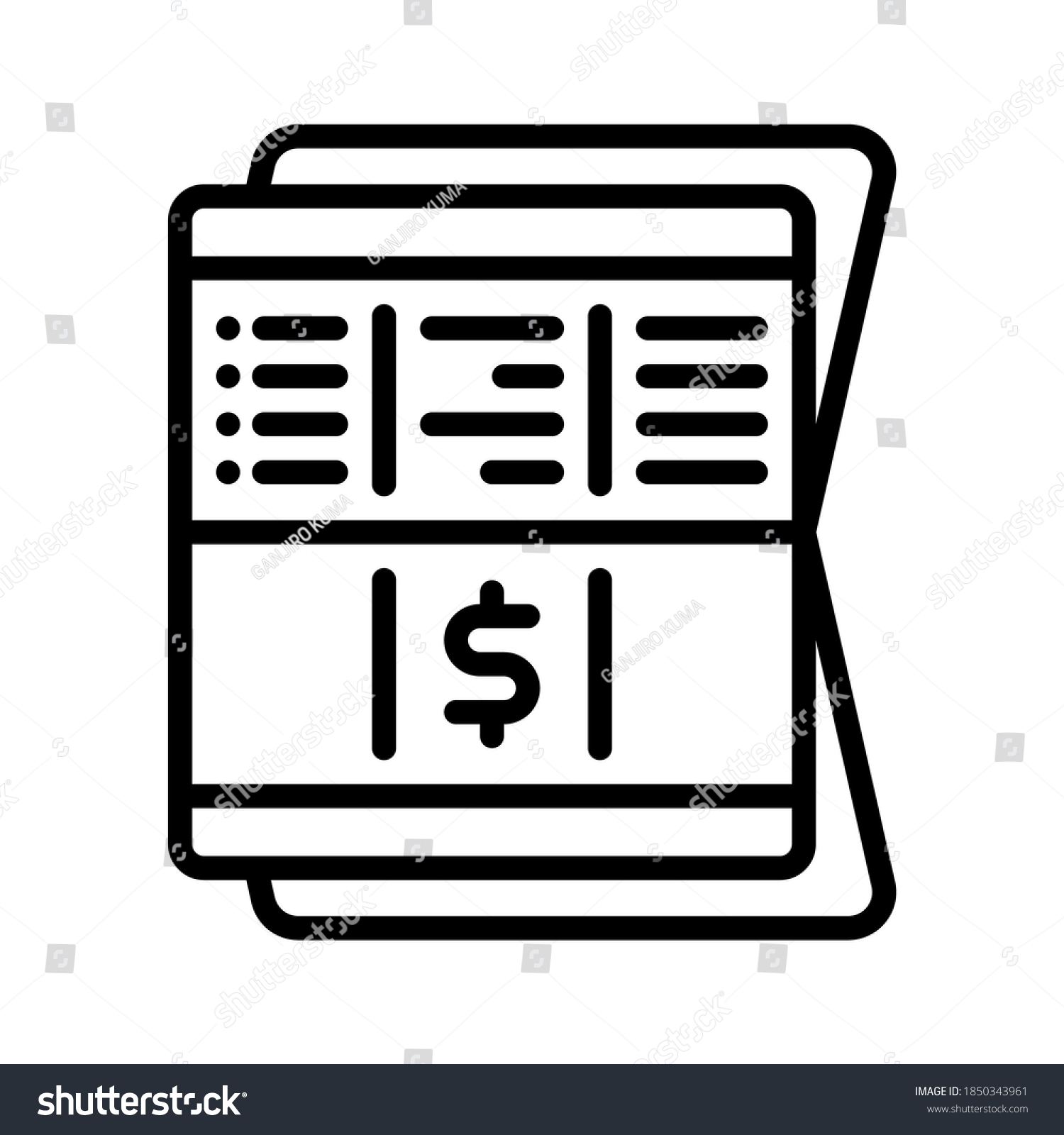 Passbook Line Vector Isolate On White Stock Vector (Royalty Free ...
