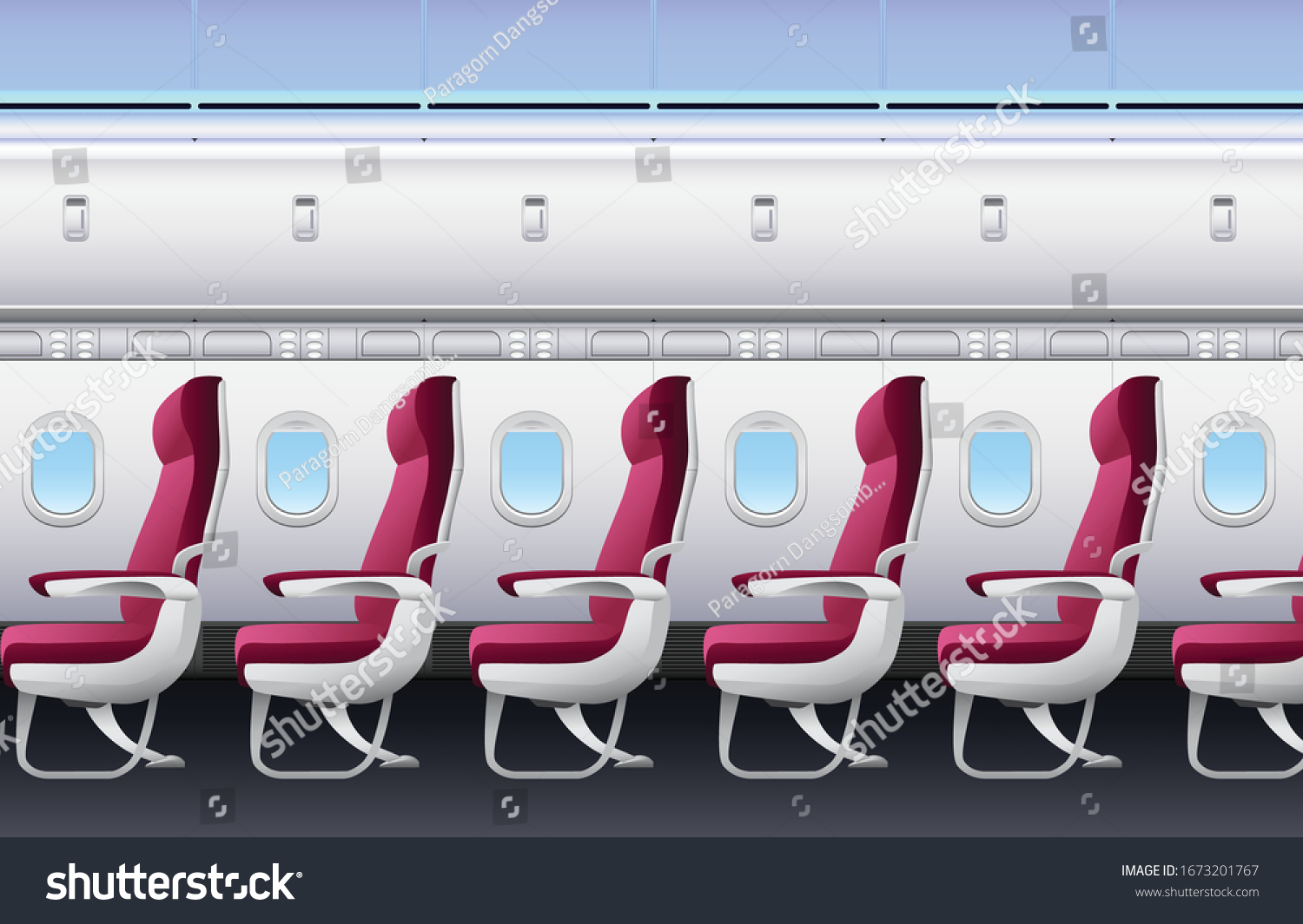 Passenger Airplane Cabin Side Viewgraphic Vector Stock Vector (Royalty ...