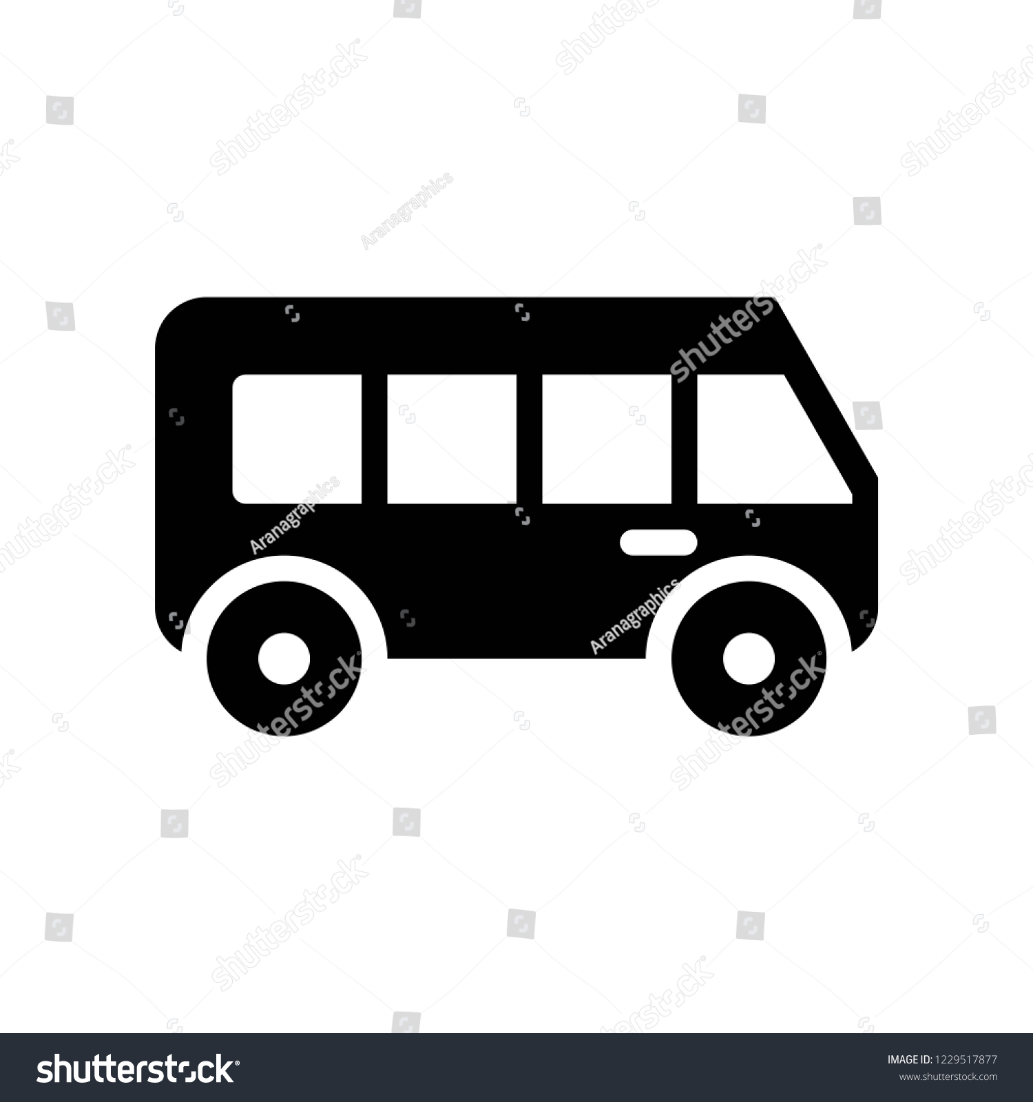 Passenger Bus Car Icon Set Solid Stock Vector (Royalty Free) 1229517877