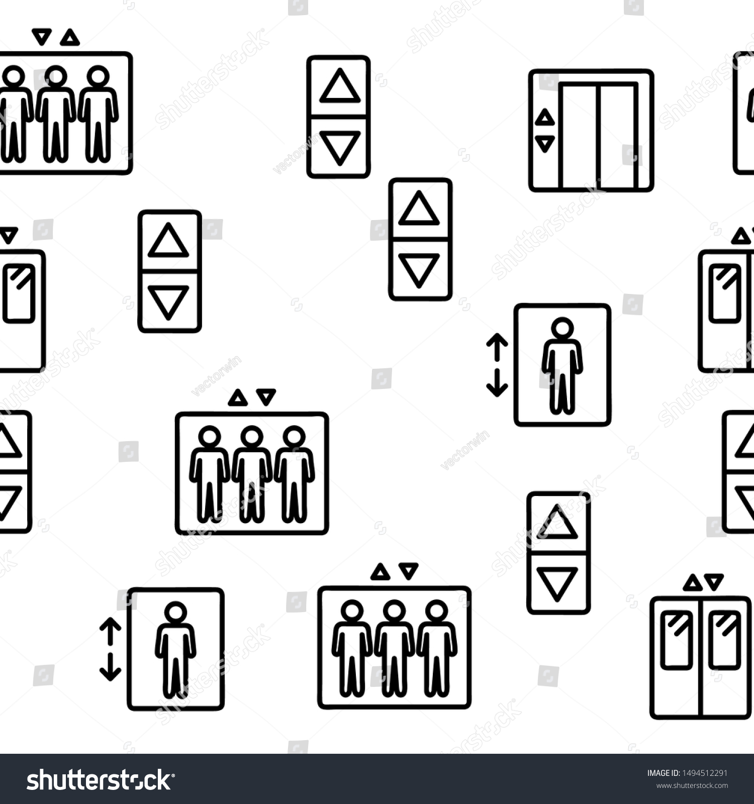 Passenger Elevator Lift Vector Seamless Pattern Stock Vector (Royalty ...