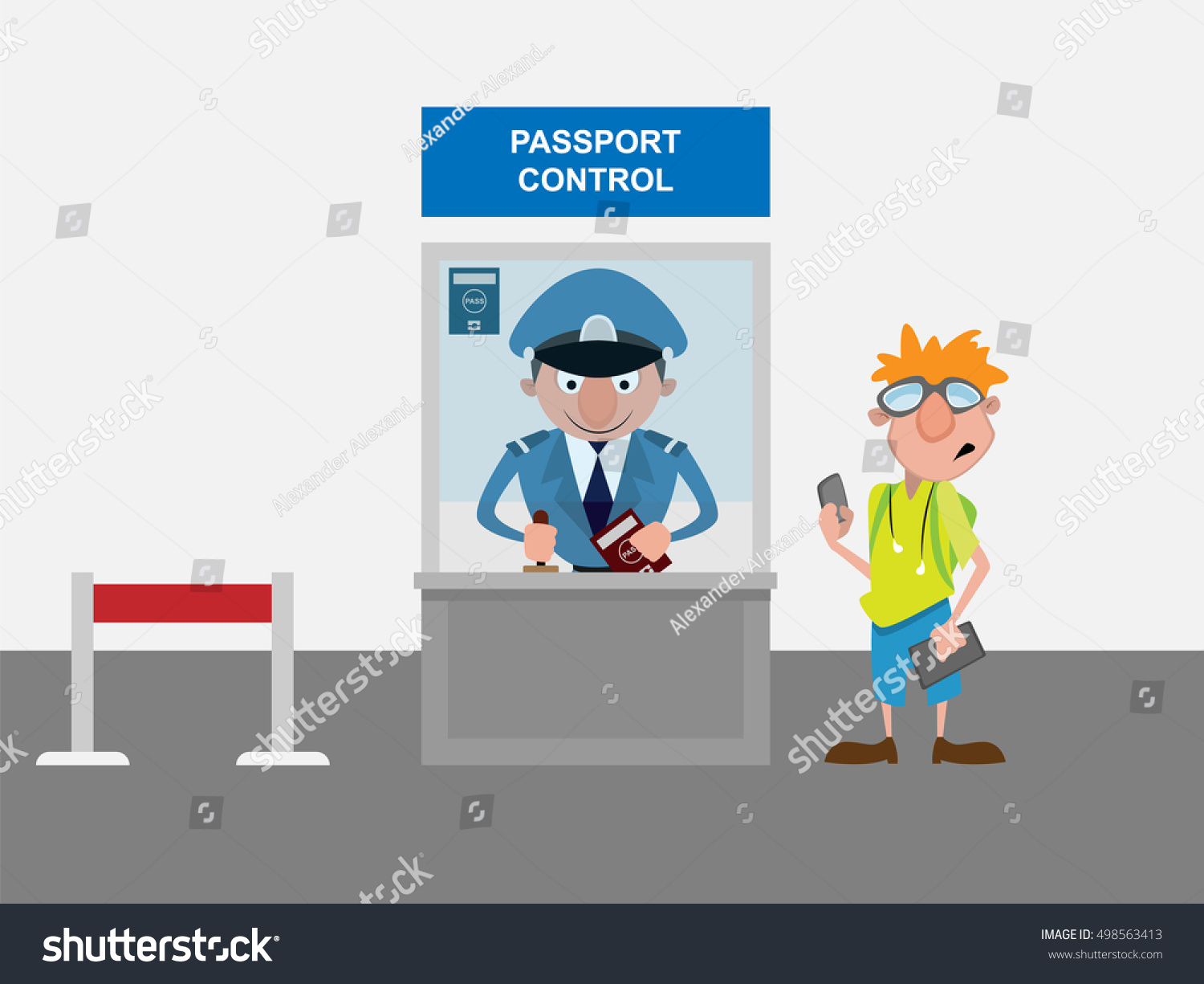 Passport Control Cartoon Characters Stock Vector (Royalty Free ...