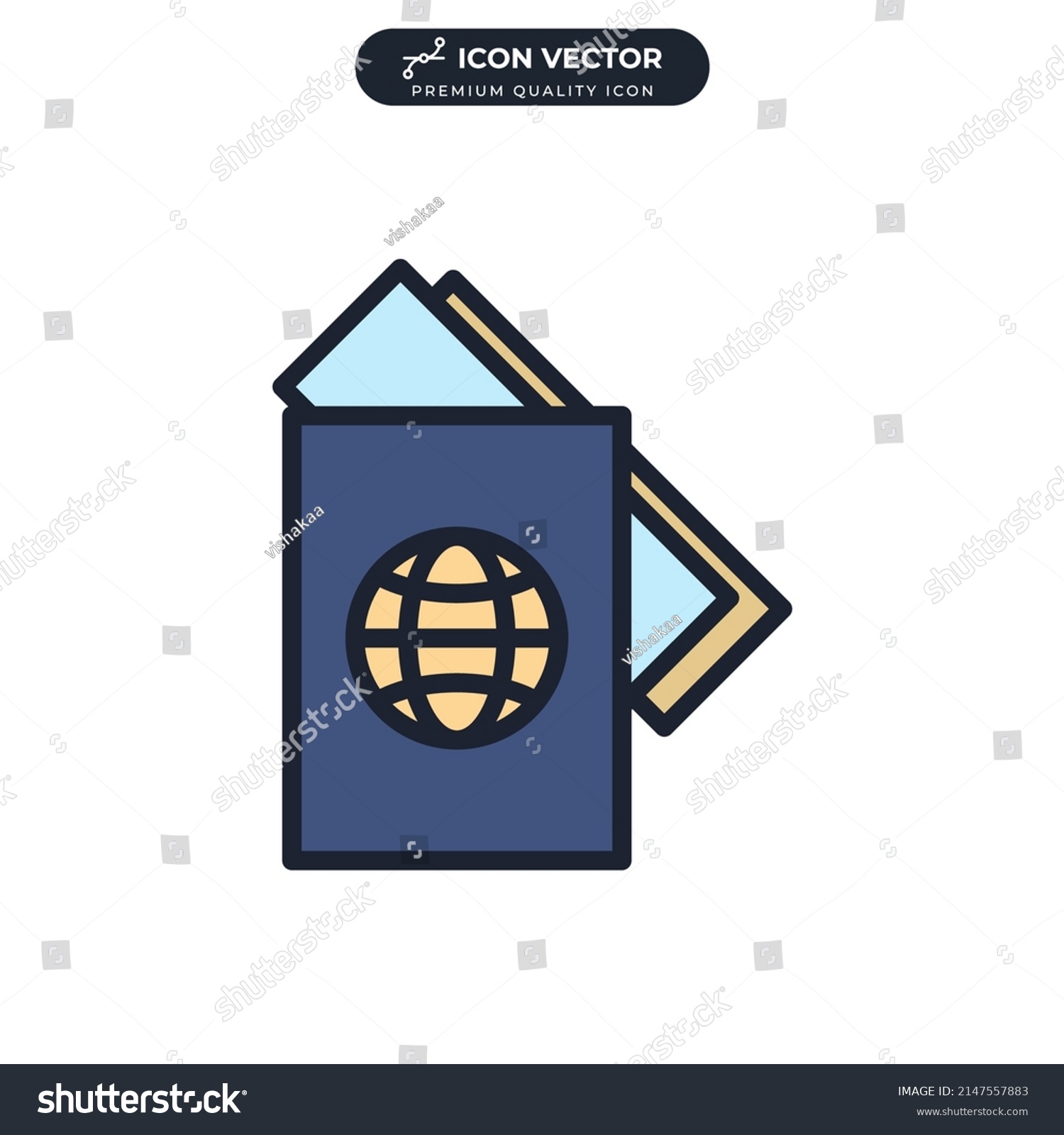 Passport Icon Symbol Template Graphic Web Stock Vector Royalty Free