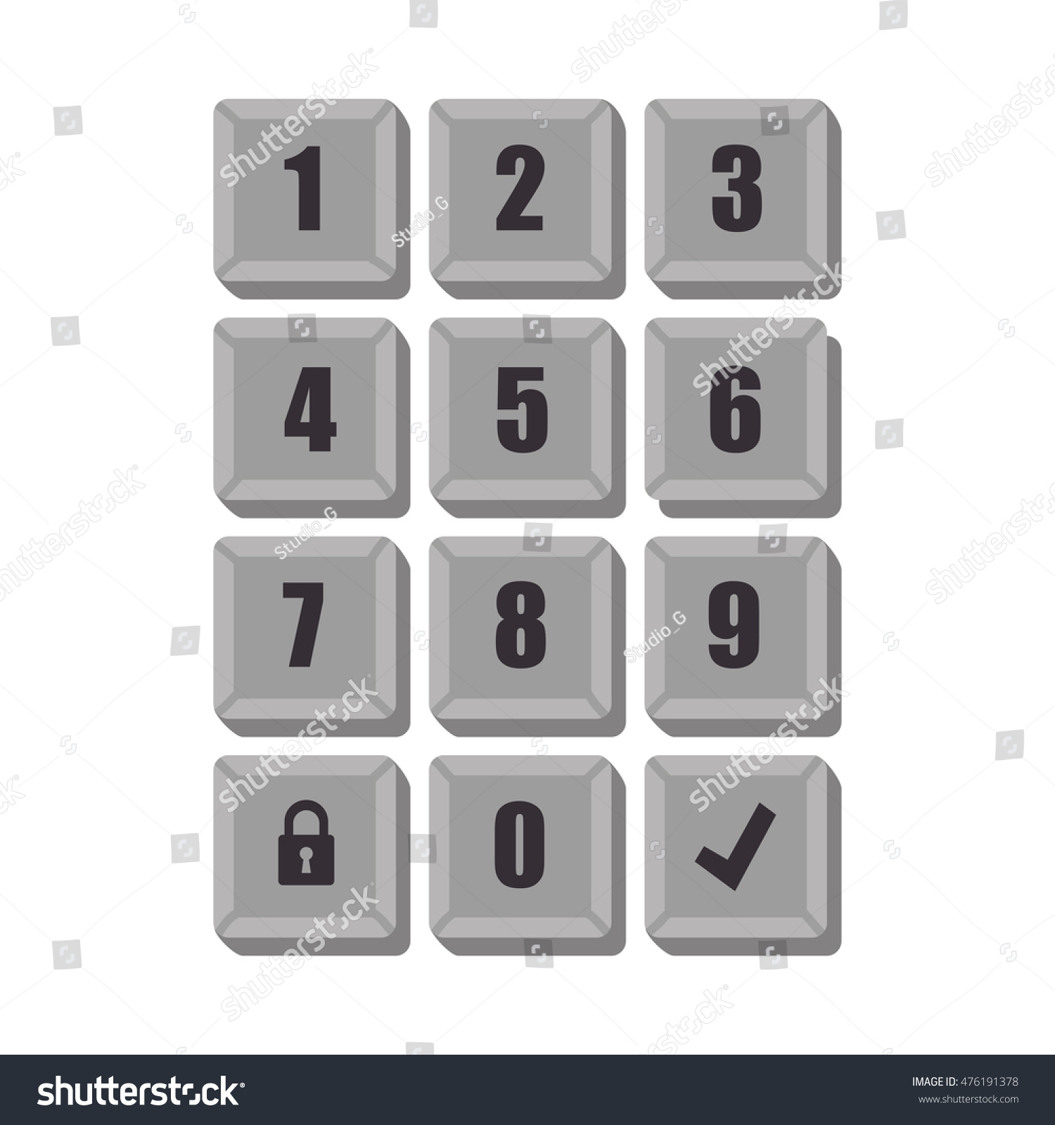 Password Code Numbers Buttons Locked Unlocked Stock Vector (Royalty ...