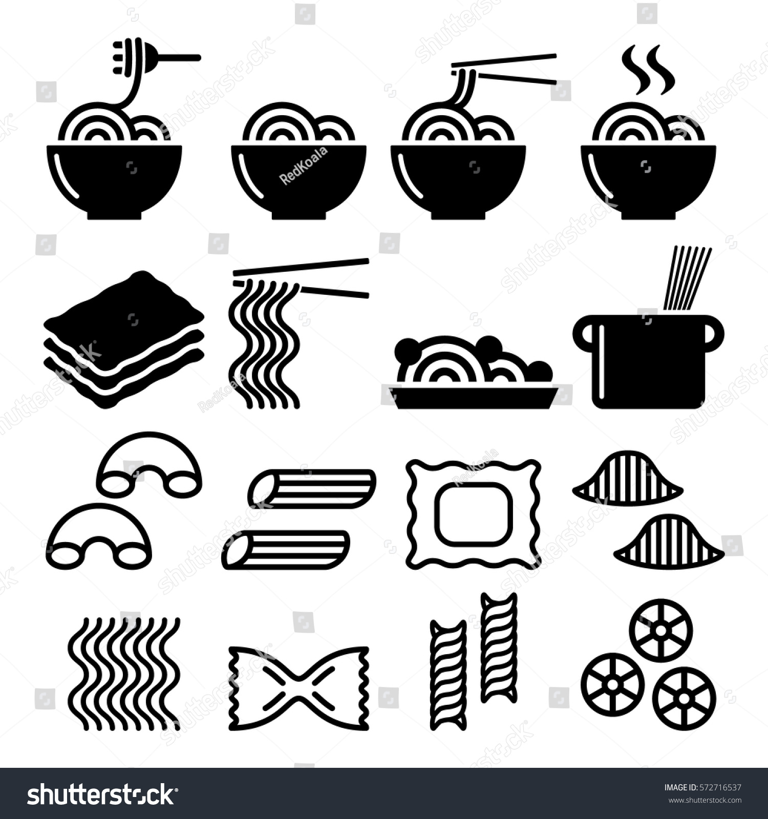Pasta Noodles Spaghetti Italian Food Icons Stock Vector (Royalty Free ... Pasta Noodles Spaghetti Italian Food Icons Stock Vector (Royalty Free ...