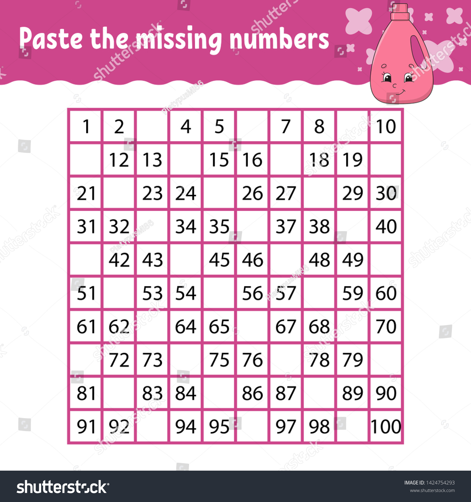 Paste Missing Numbers Handwriting Practice Learning Stock Vector ...