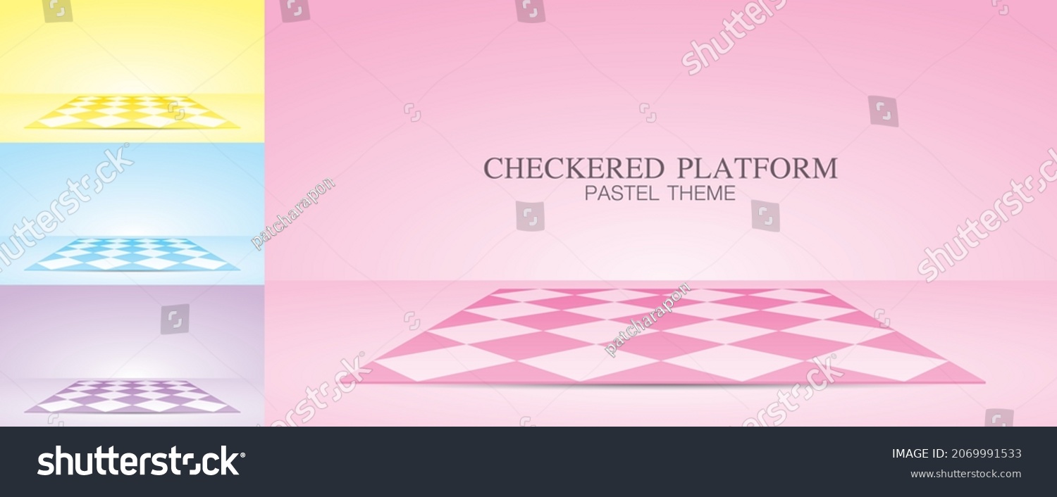 Pastel Checkered Pattern Platform Collection 3d: เวกเตอร์สต็อก (ปลอดค่า ...