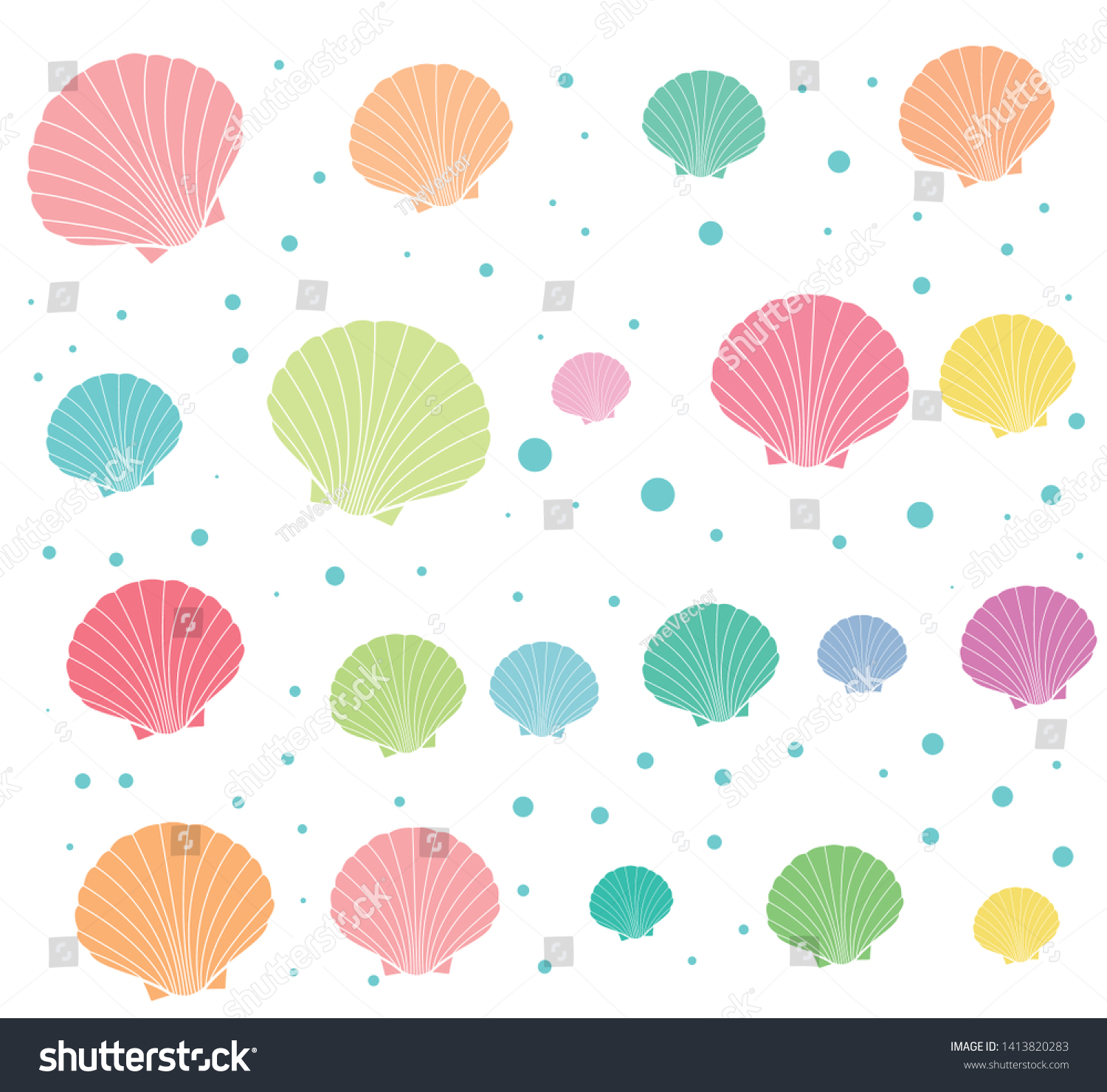 Pastel Color Sea Shell Pattern Vector Stock Vector (Royalty Free ...