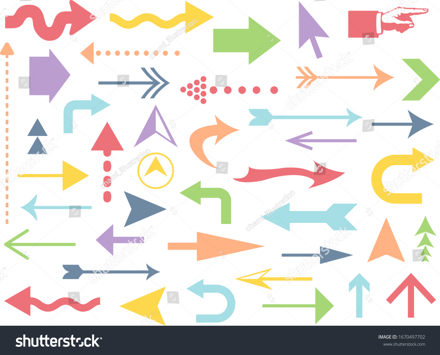 Pastel Colored Arrow Icon Set Stock Vector (Royalty Free) 1670497702