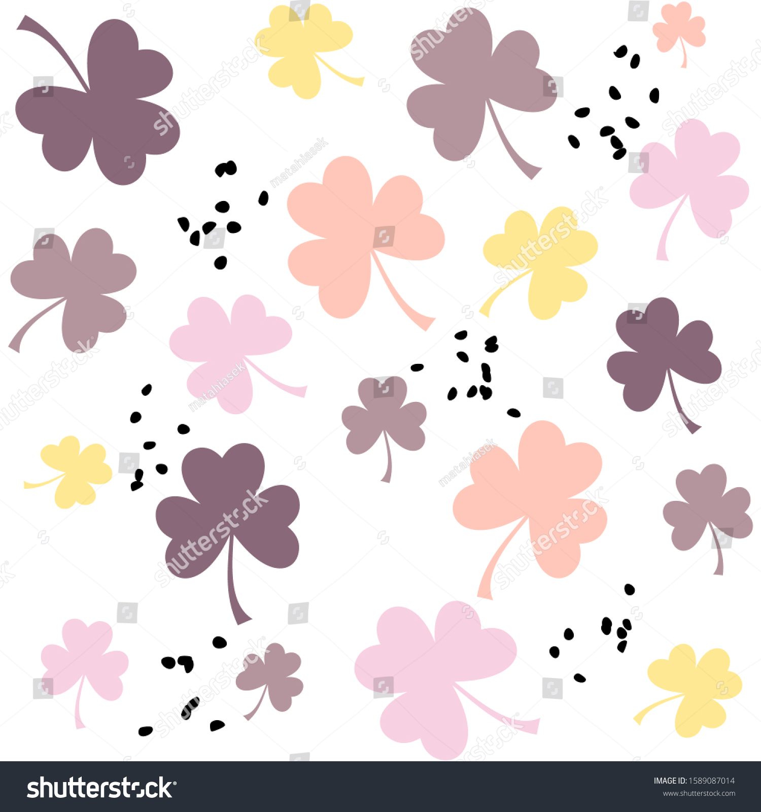 Pastel Colored Pattern Three Leaf Clovers Stock Vector (Royalty Free ...