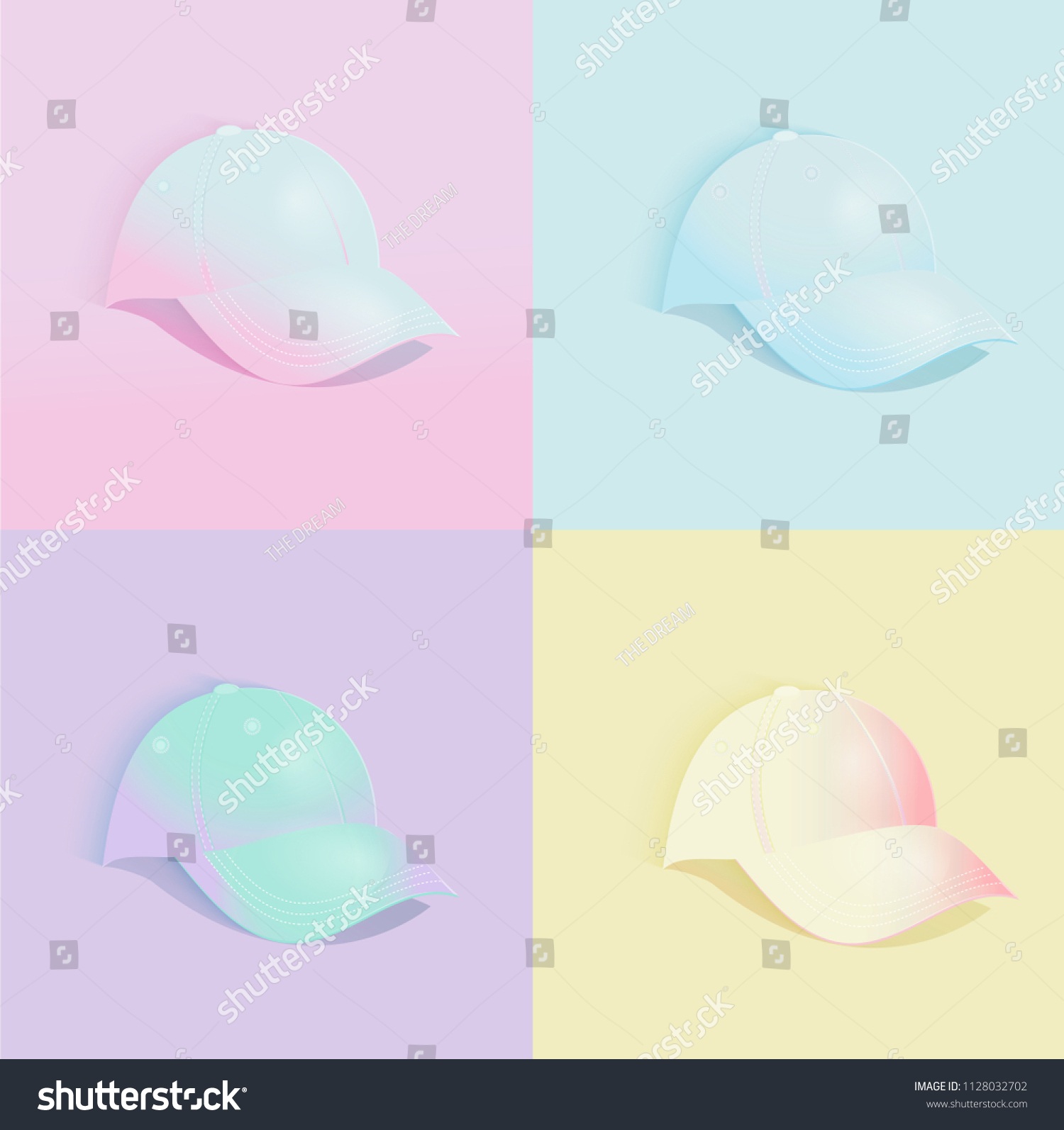 Pastel Hat Vector Illustration Set Stock Vector (Royalty Free) 1128032702