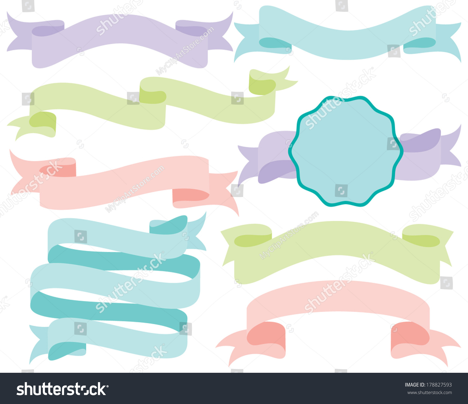 Pastel Ribbon Banners Stock Vector (Royalty Free) 178827593