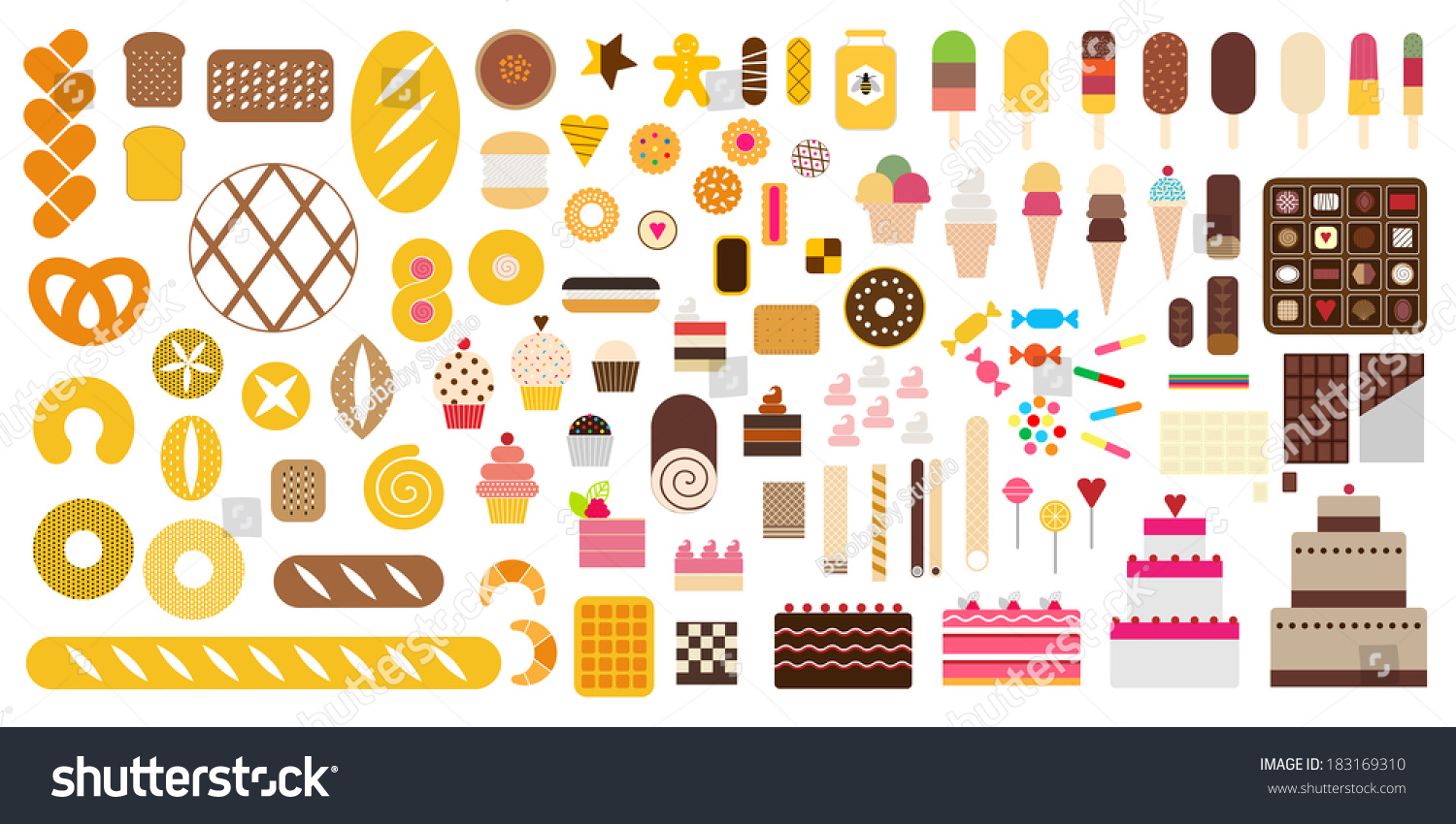 Vektor Stok Pastry Sweet Icon Set (Tanpa Royalti) 183169310 | Shutterstock