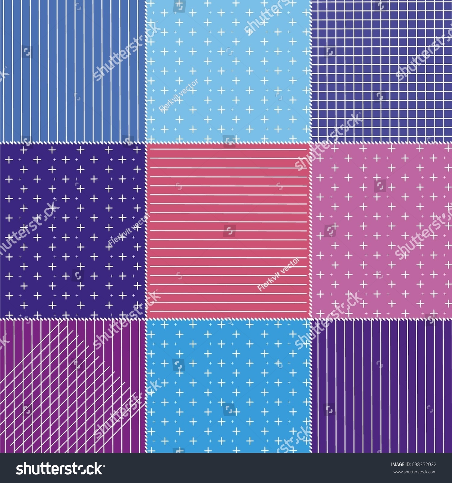 Patchwork Vector Background Illustration Blue Pink Stock Vector ...