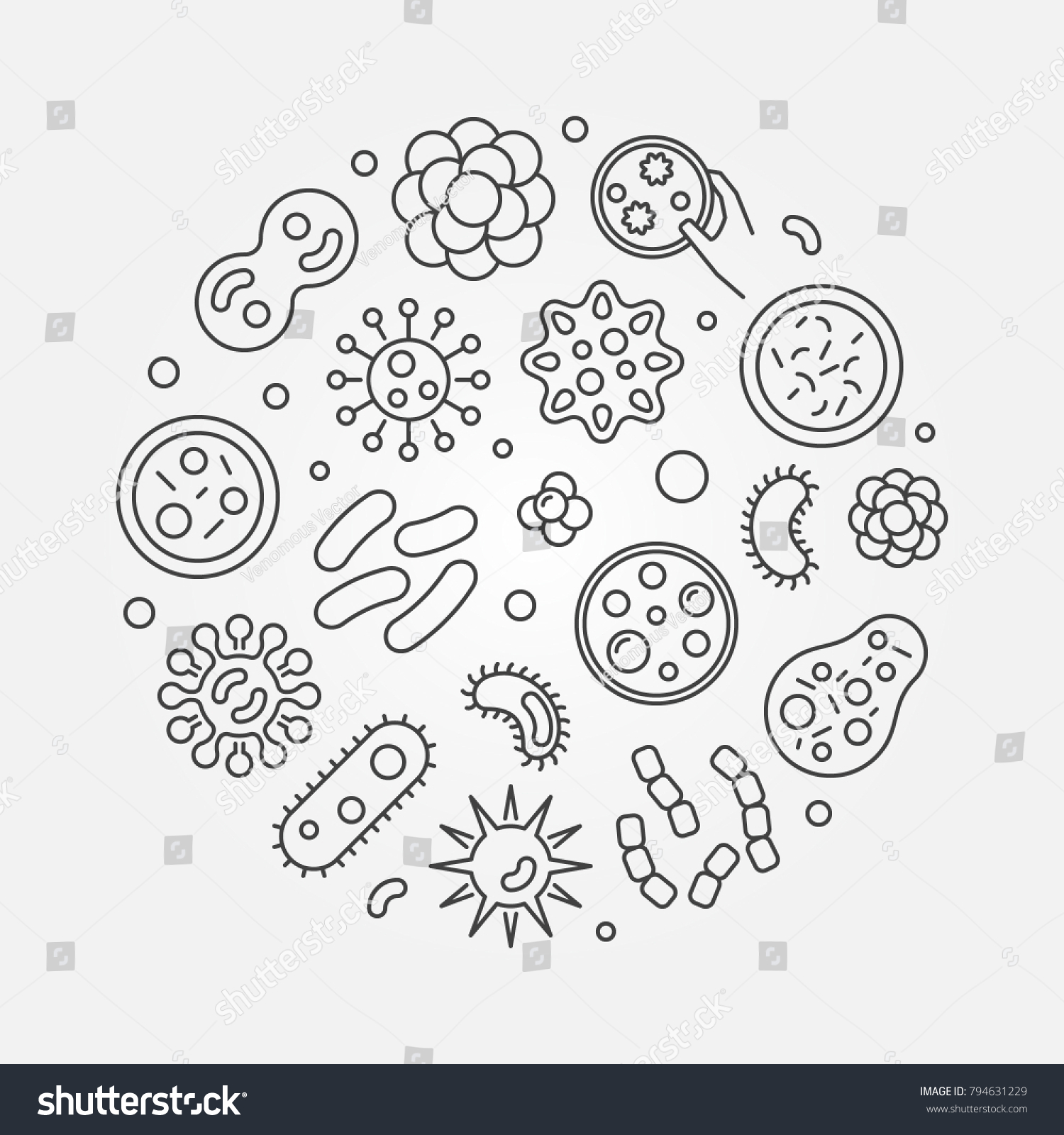 Pathogenic Bacteria Round Symbol Vector Circular Stock Vector (Royalty ...