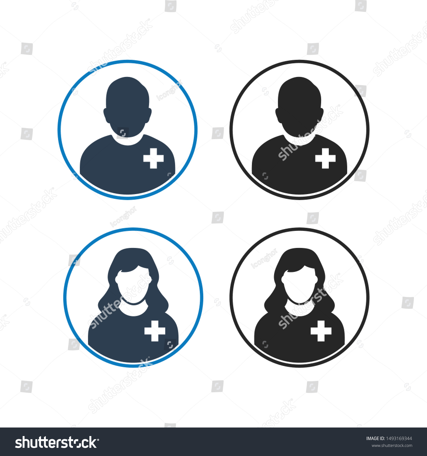Patient Icon Set Flat Style Vector Stock Vector (Royalty Free ...
