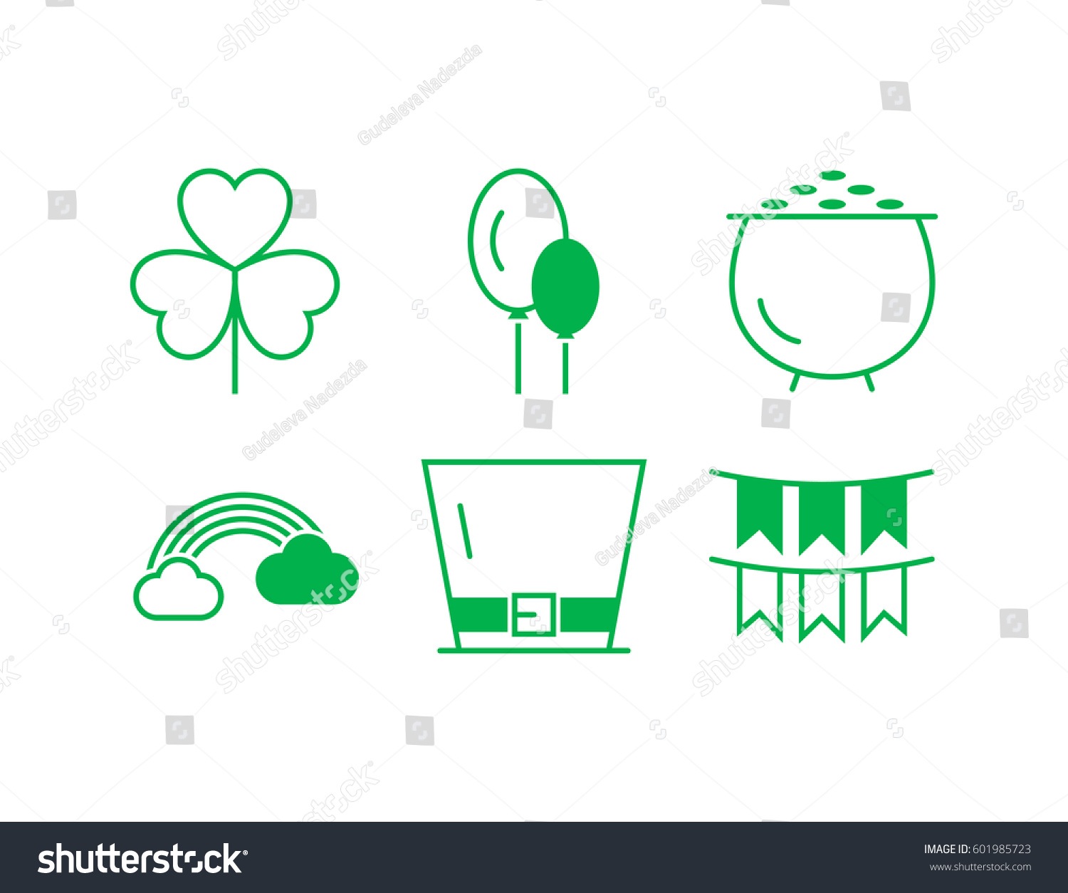 Patrick Icon Set Isolated White Background Stock Vector (Royalty Free ...