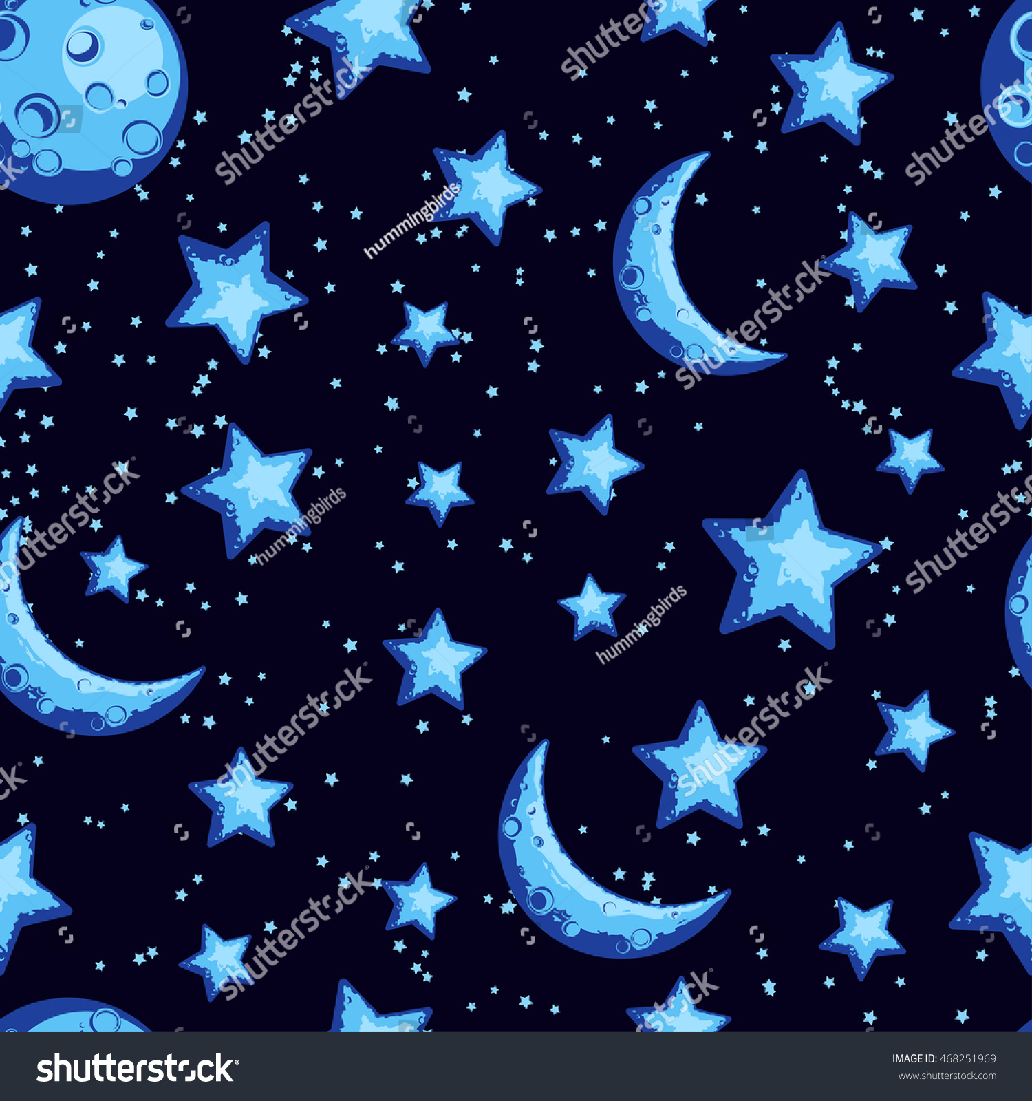 Pattern Moon Stars Stock Vector (Royalty Free) 468251969