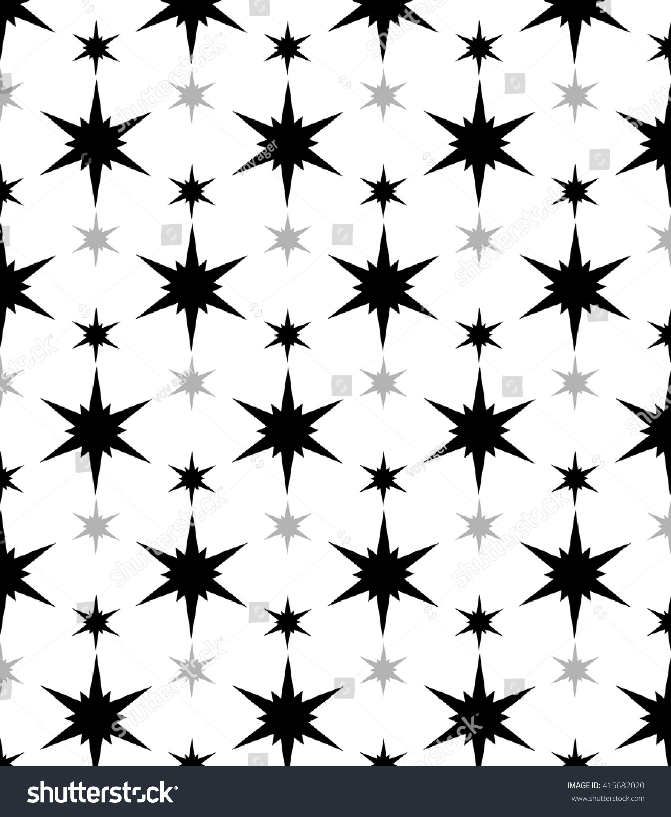 Pattern Black Stars On White Background Stock Vector (Royalty Free ...