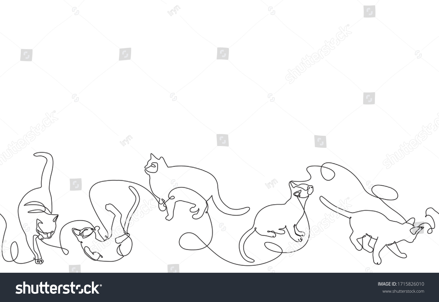 Pattern Cats Continuous Drawing Vector Background Stock Vector (Royalty ...