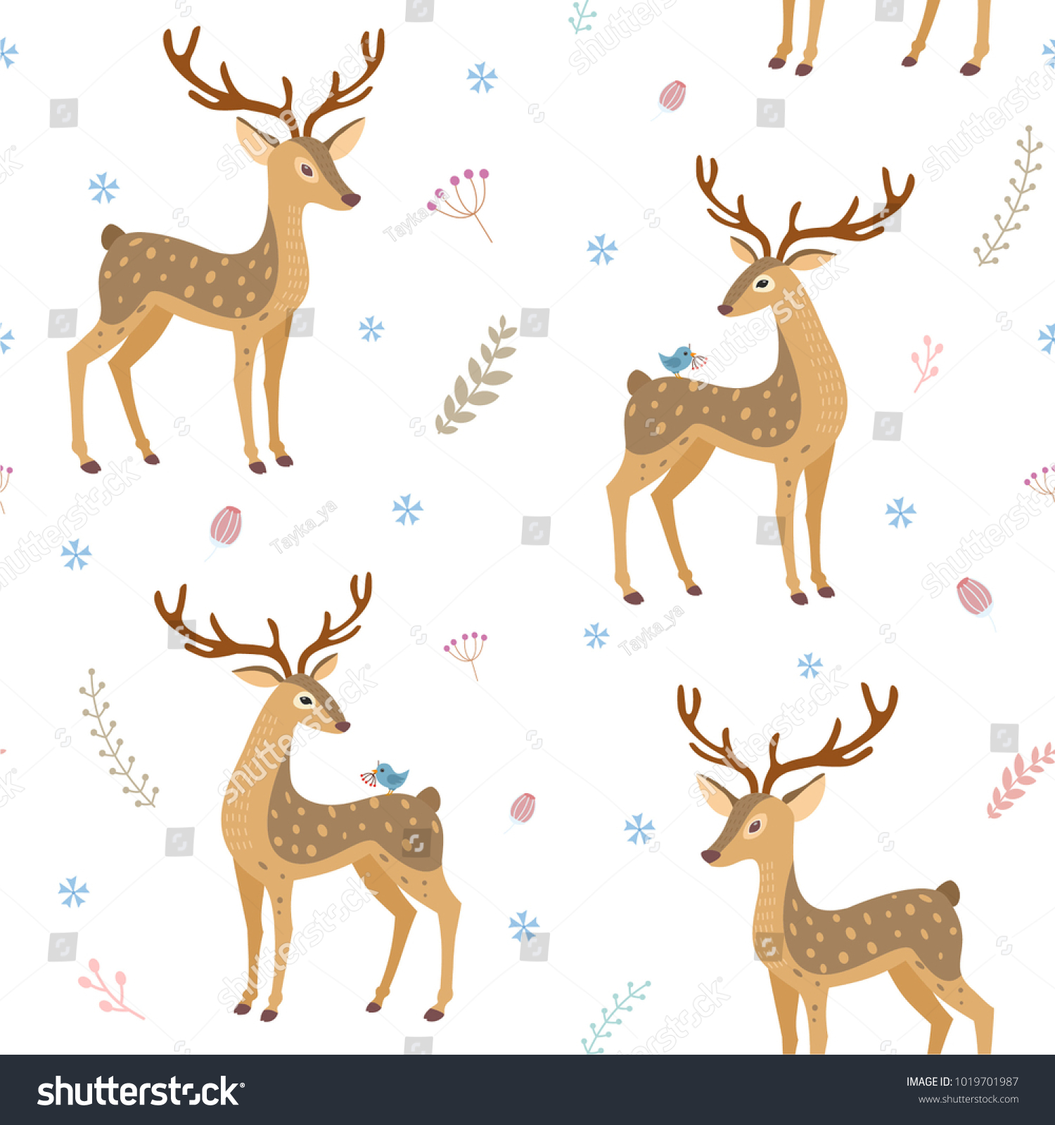 Pattern Deer Vector Seamless Texture Stock Vector (Royalty Free ...