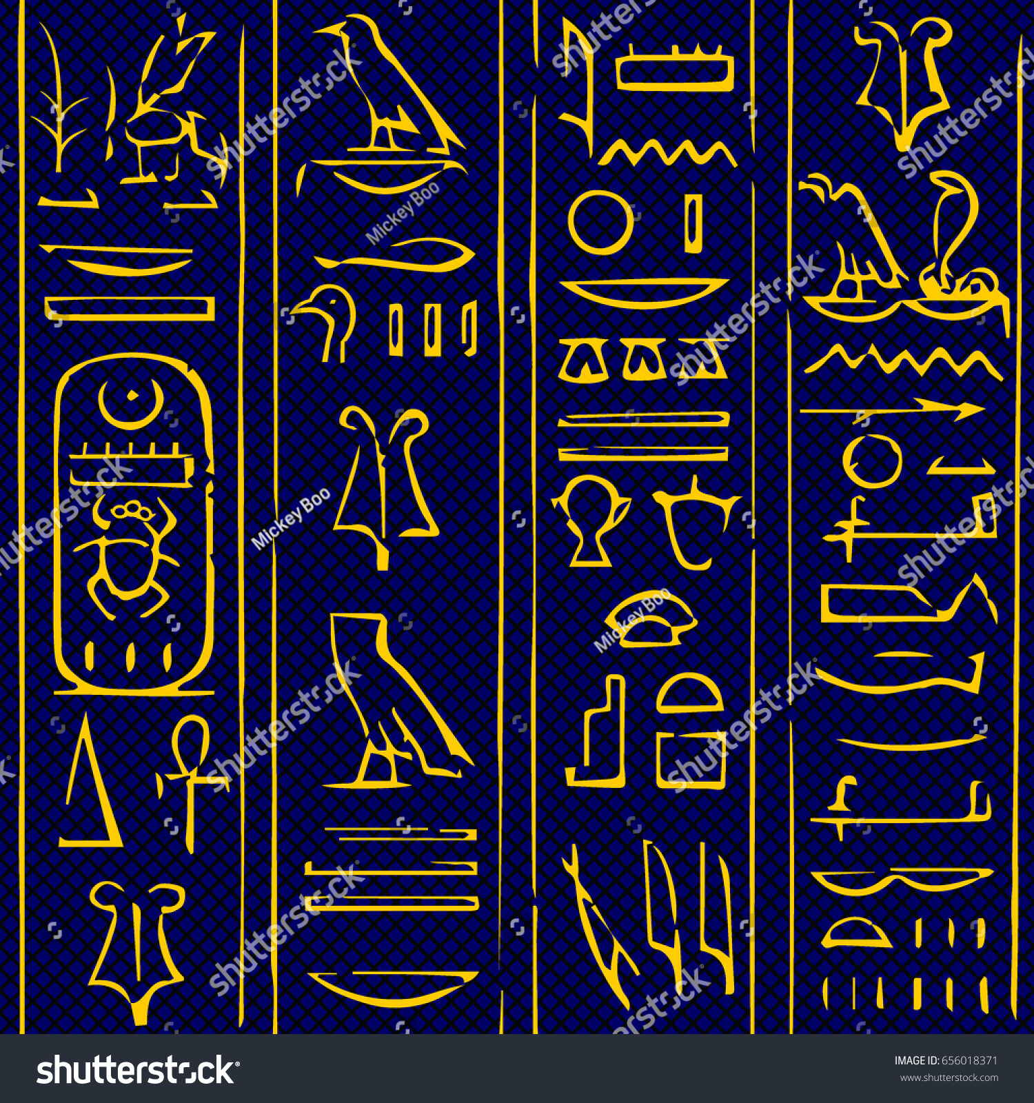 Pattern Egyptian Symbols On Blue Background Stock Vector (Royalty Free ...