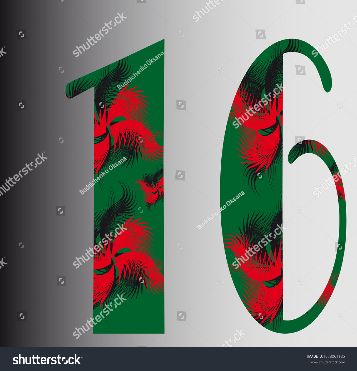 Patterned Green Red Number 16 Logo Stock Vector (Royalty Free ...