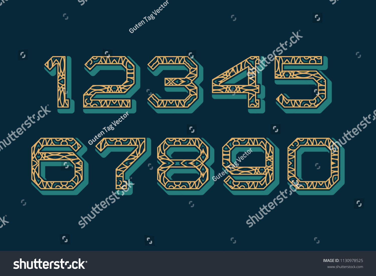 Patterned Vector Numbers Mexican Retro Style Stock Vector (Royalty Free ...