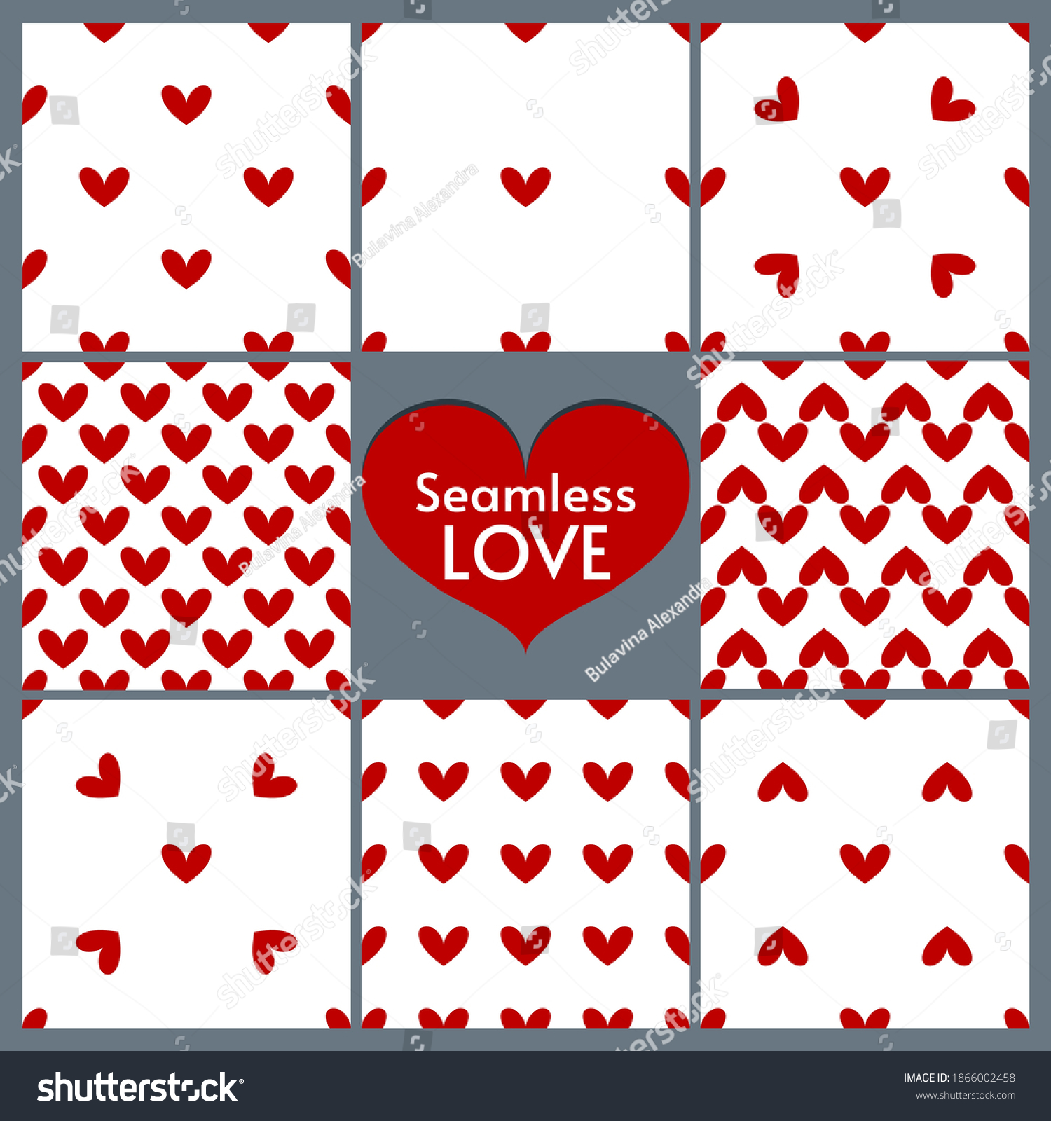 Patterns Semless Red Heart Vector Set Stock Vector (Royalty Free ...