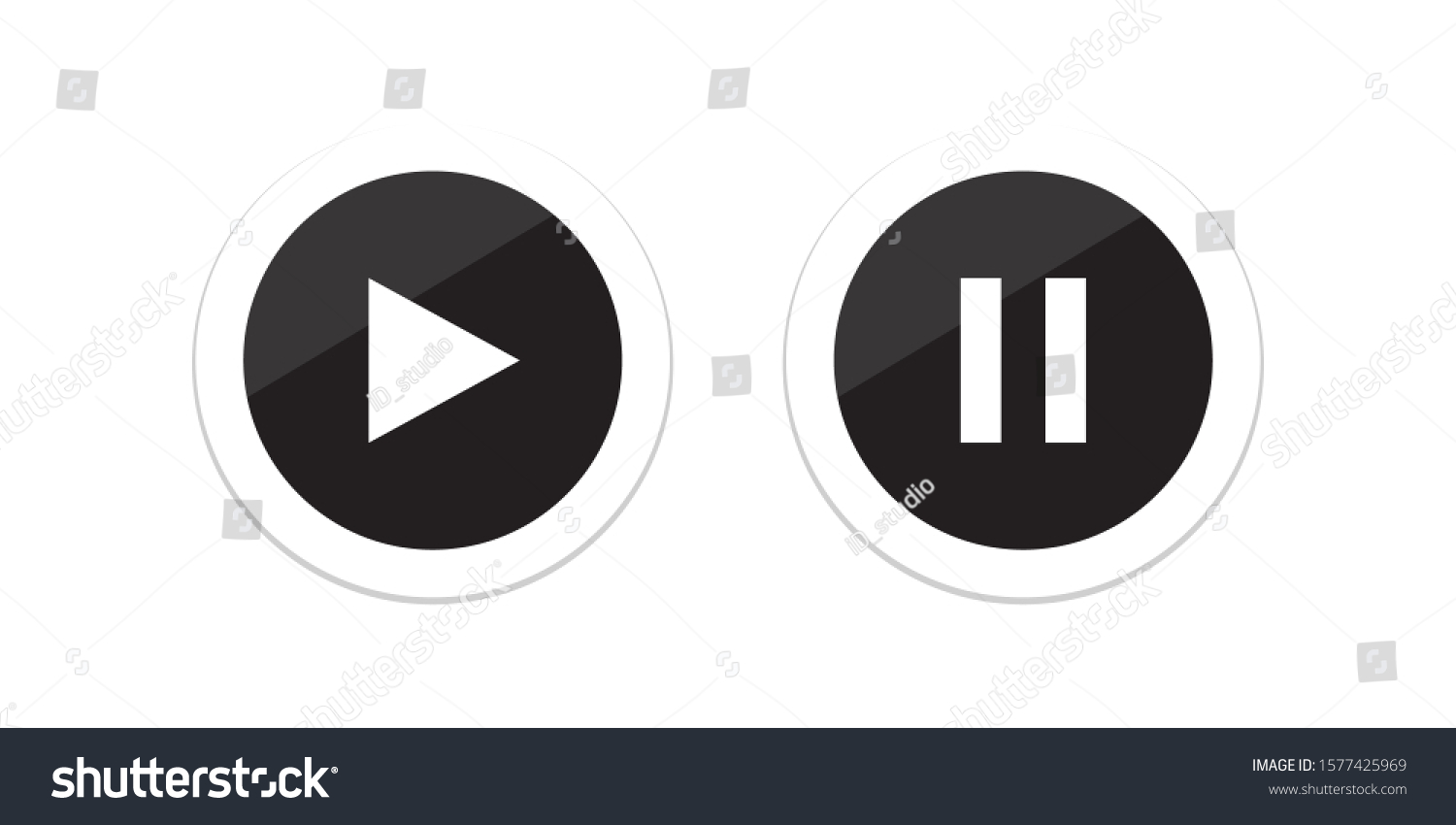 Pause Play Button Icon White Background Stock Vector (Royalty Free ...
