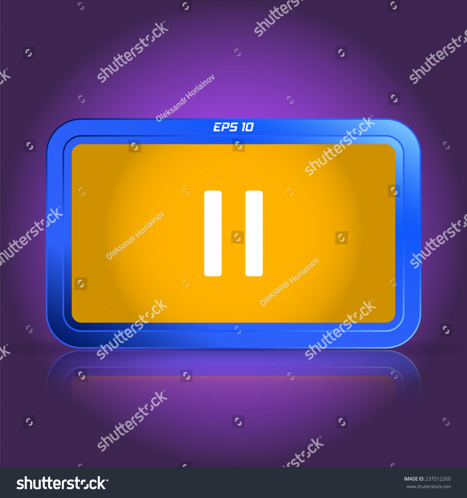 Pause Button Media Player Specular Reflection Stock Vector (Royalty ...
