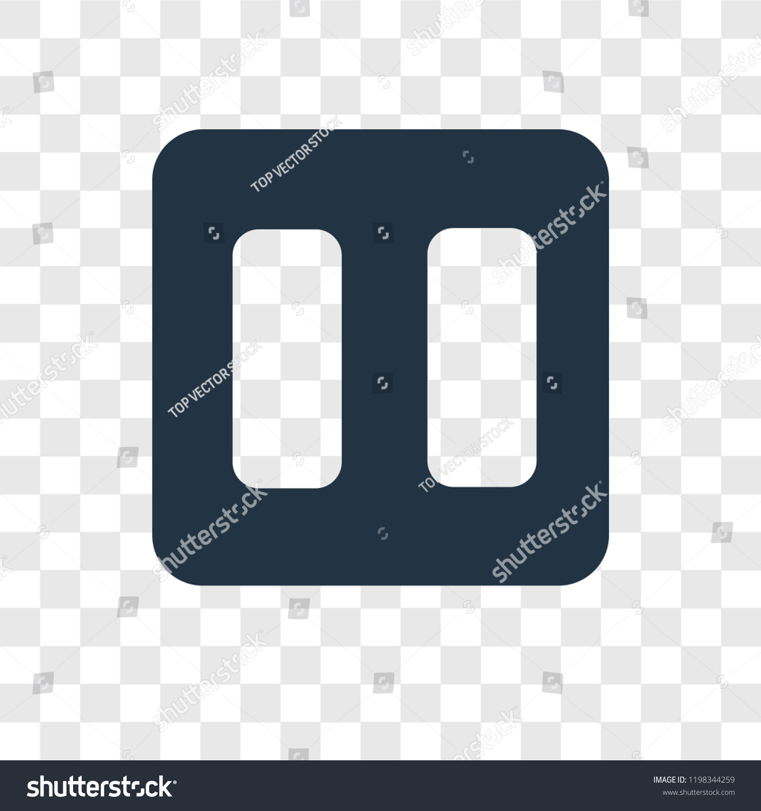 Pause Vector Icon Isolated On Transparent Stock Vector (Royalty Free ...
