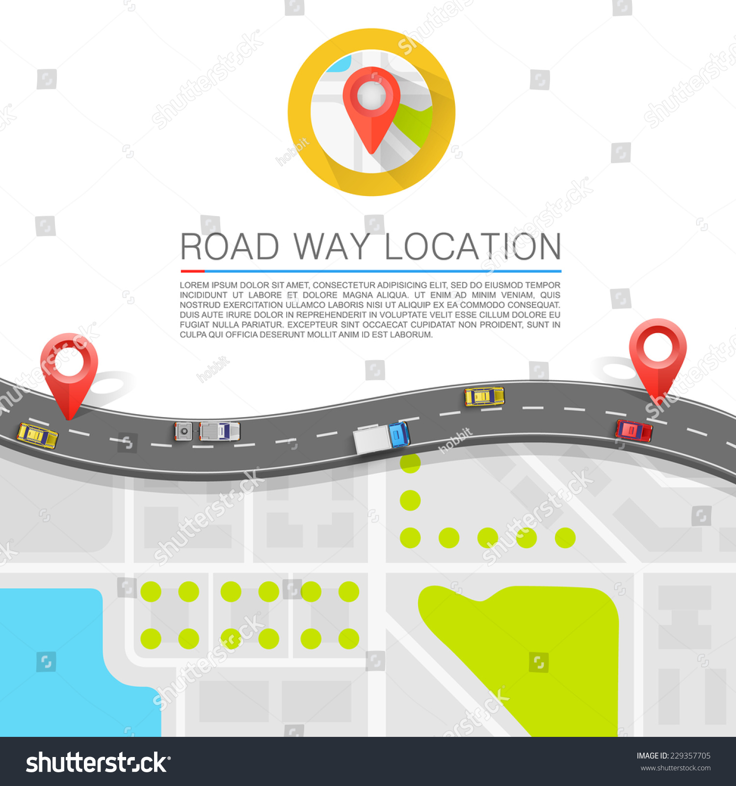 Paved Path On Road Banner Road Stock Vector (Royalty Free) 229357705